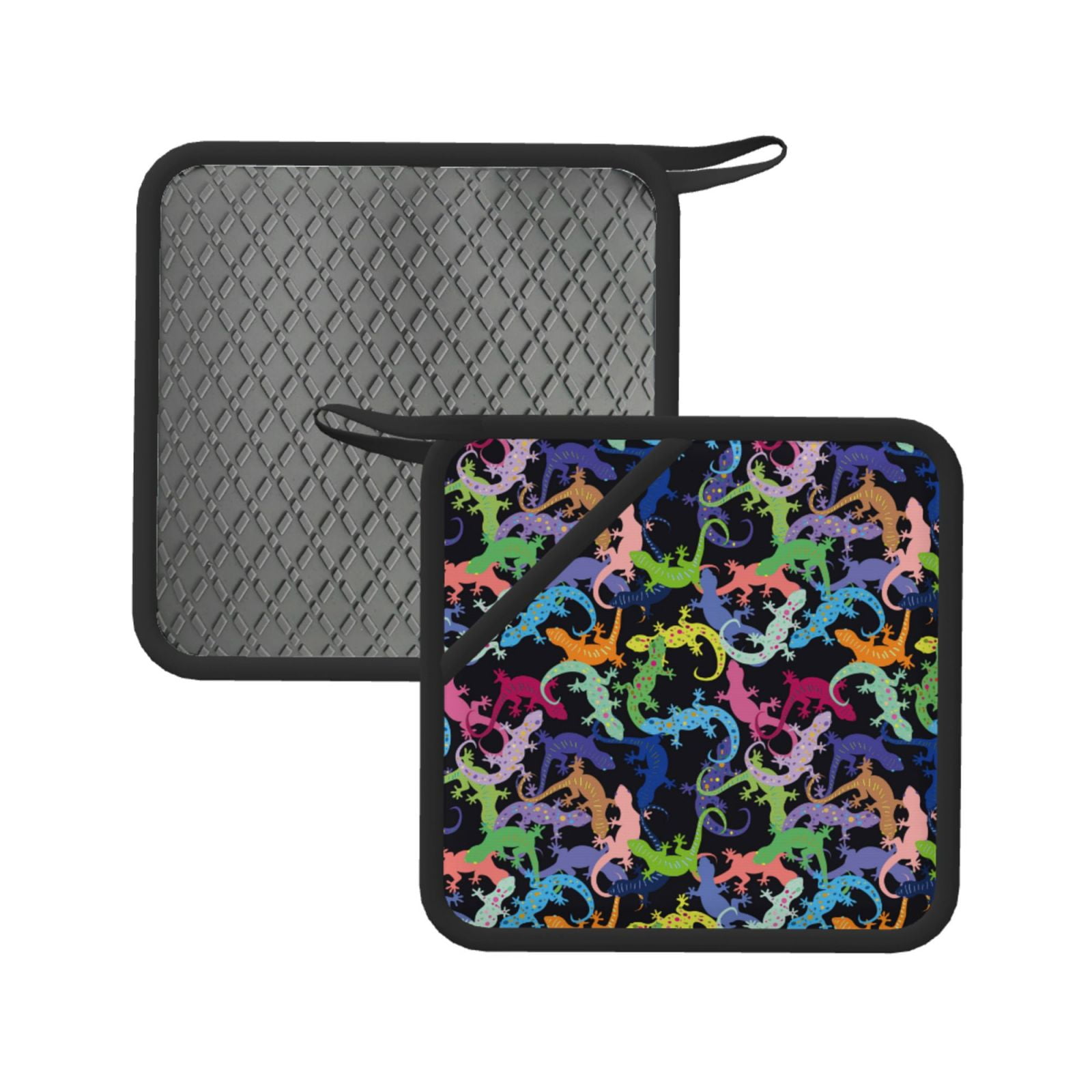 2PCS Pot Holders for Kitchen - Cute Gecko Lizard Green Colorful Heat ...