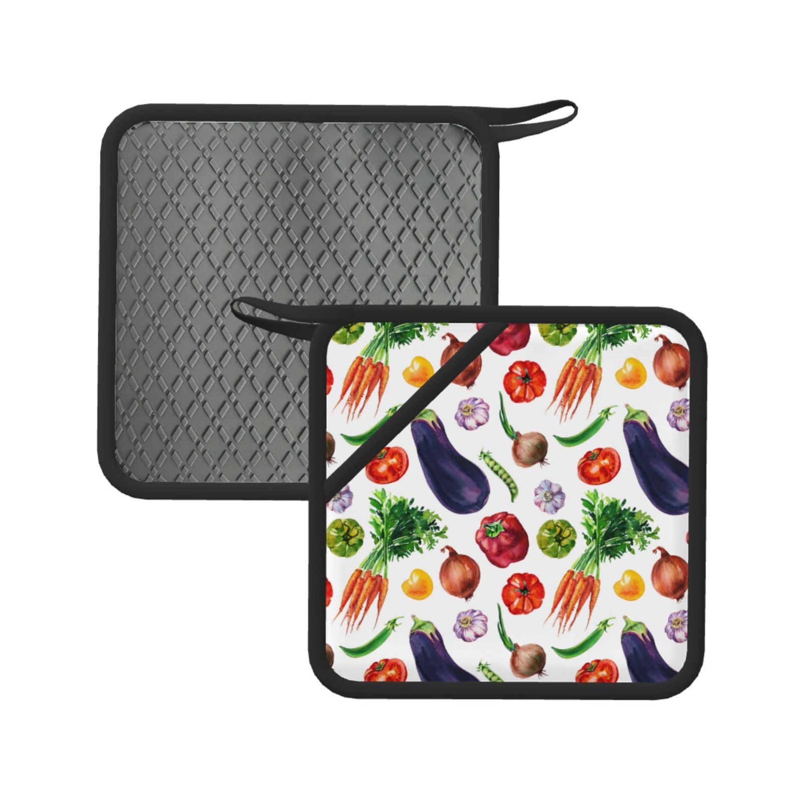 2PCS Pot Holders for Kitchen - Eggplant vegetable Heat Resistant Non ...