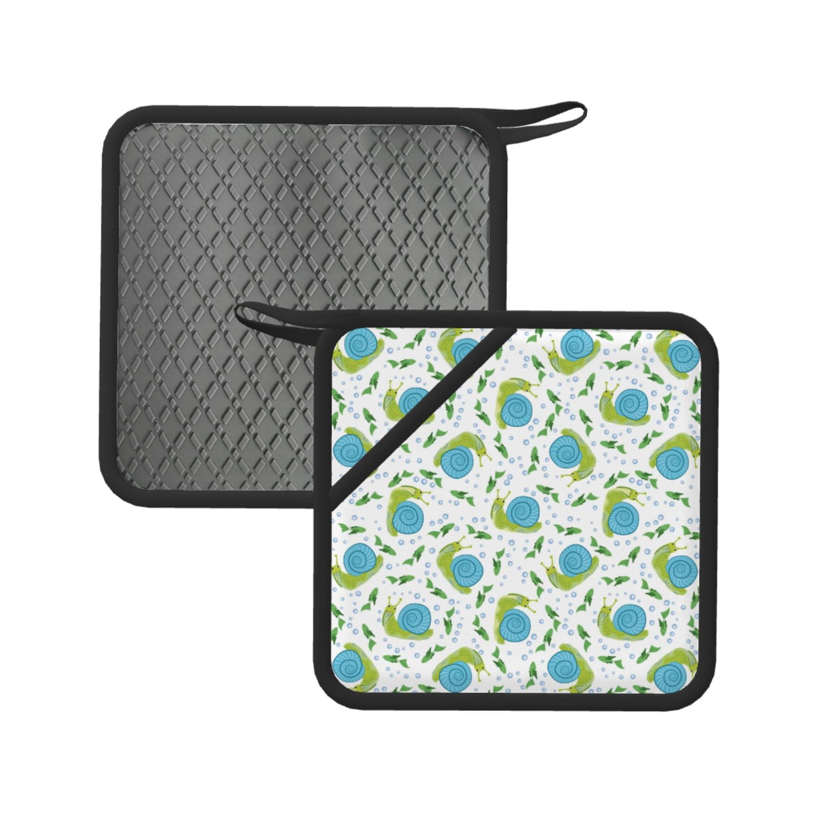 2PCS Pot Holders for Kitchen - Green Snail fish Silicone Heat Resistant ...