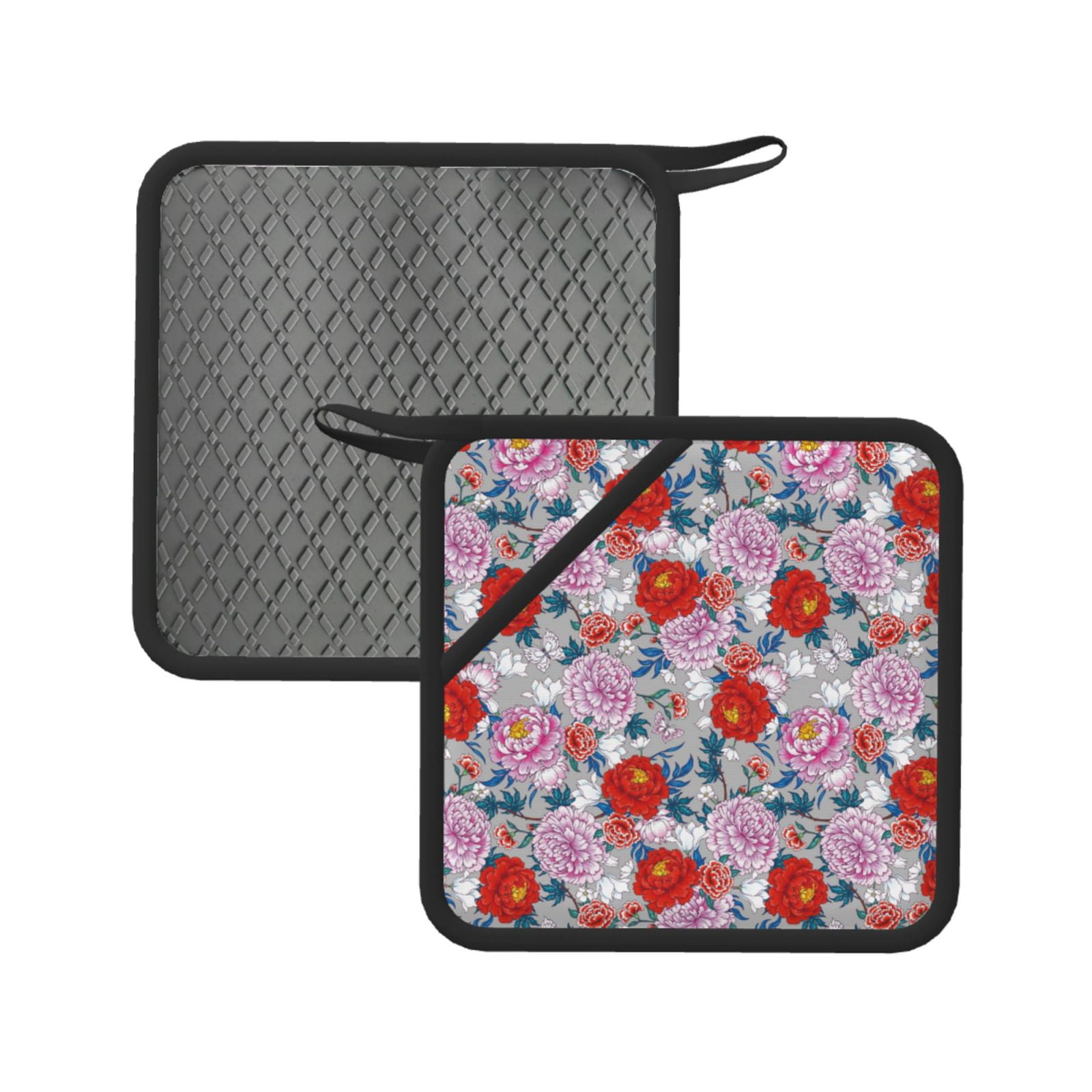 2PCS Pot Holders for Kitchen - Heat Resistant Silicone Pot Holders with ...