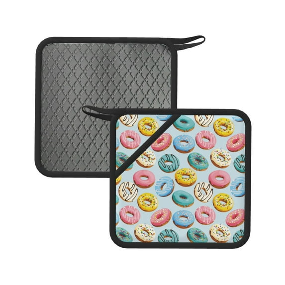 2PCS Pot Holders for Kitchen - Macaroon Donut Print Silicone Heat ...