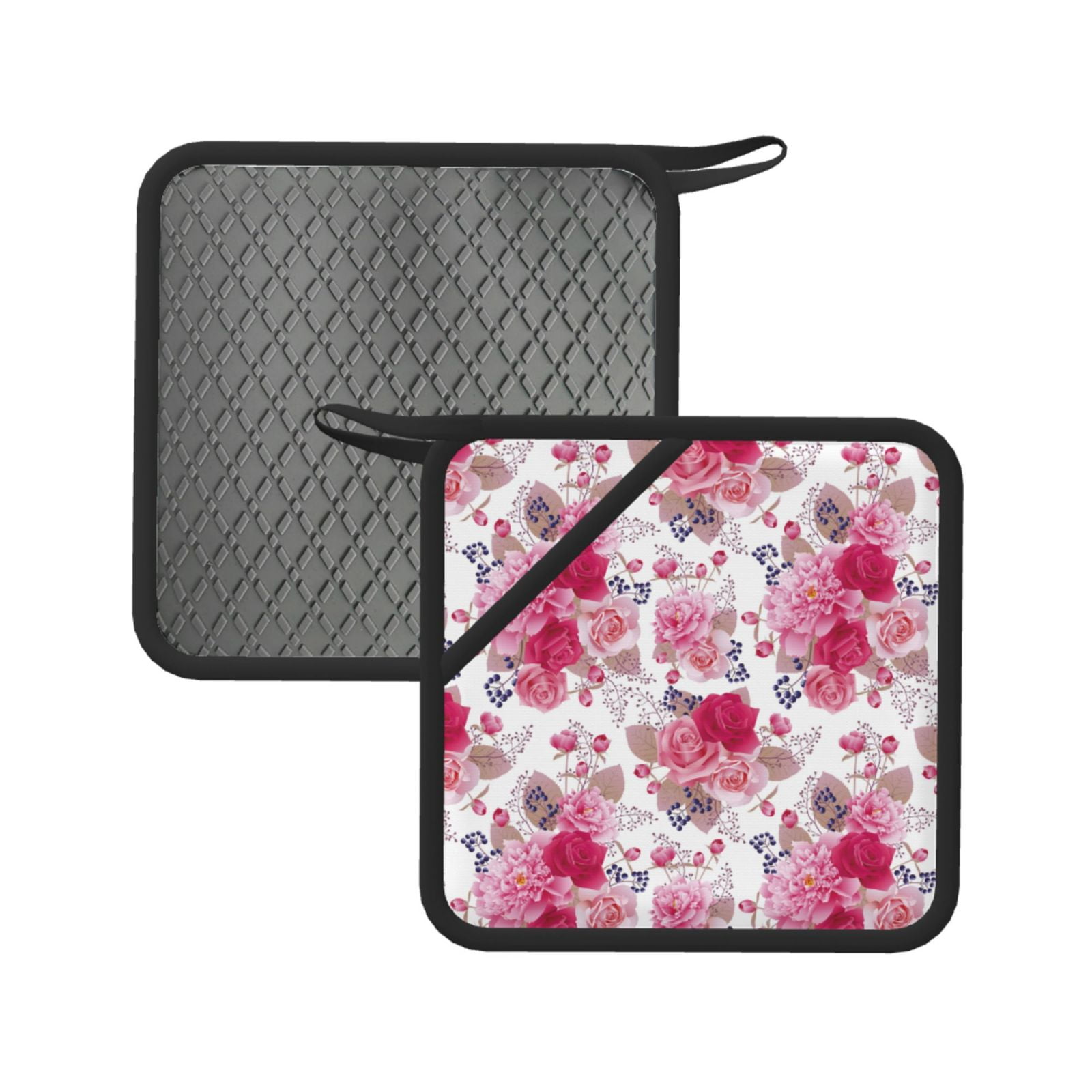2PCS Pot Holders for Kitchen - Peonies and roses Heat Resistant Non ...