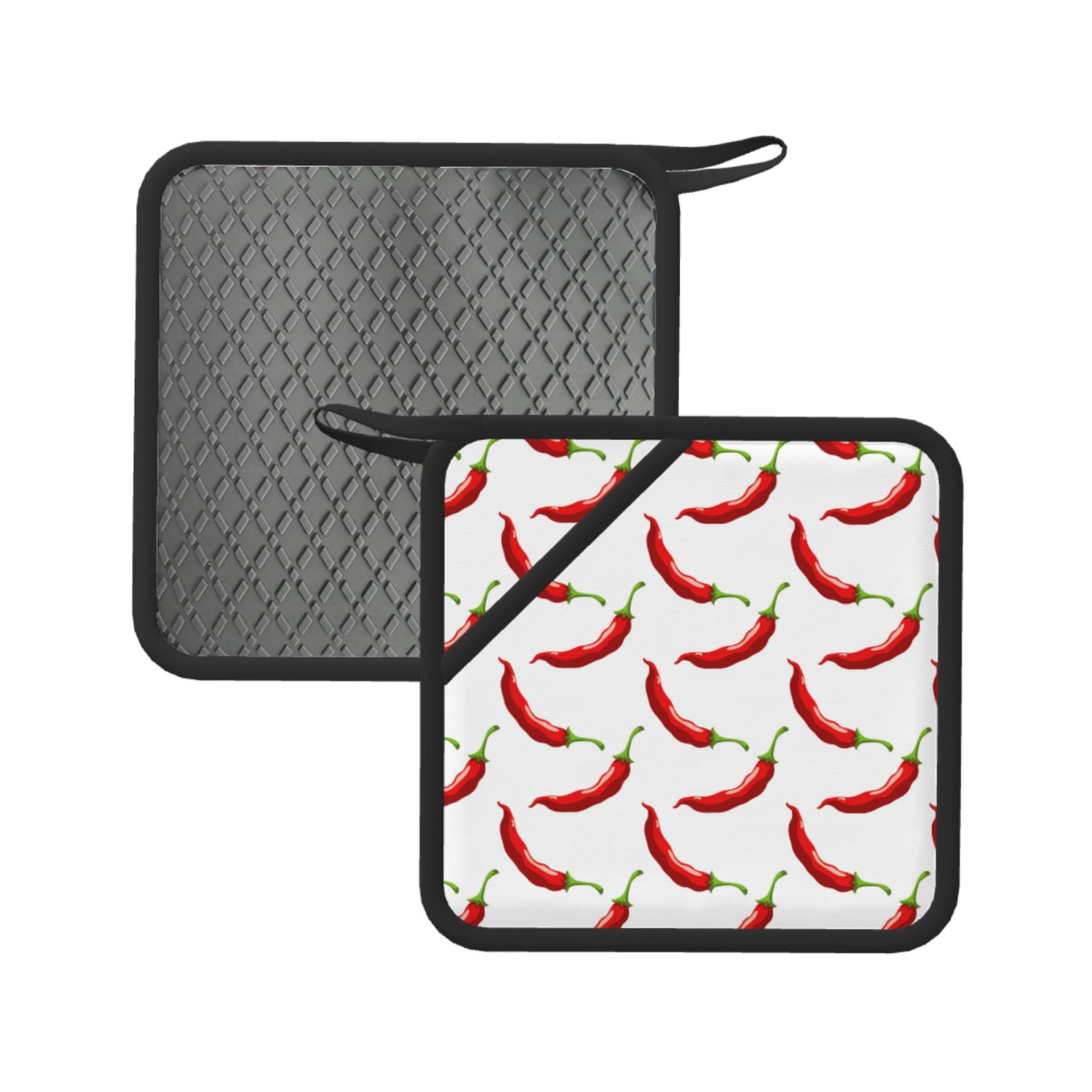 2PCS Pot Holders for Kitchen - Pepper red Silicone Heat Resistant Pot ...