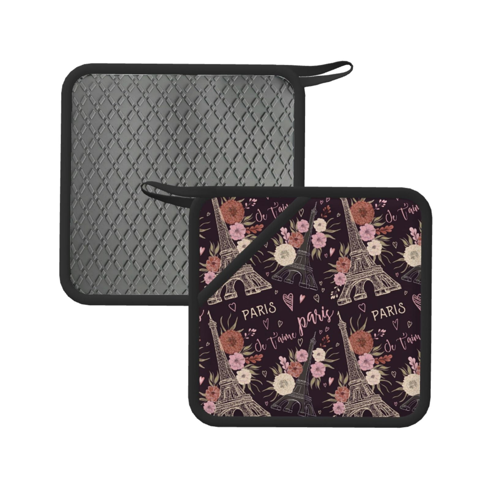 2PCS Pot Holders for Kitchen - Romantic Paris Heat Resistant Non Slip ...
