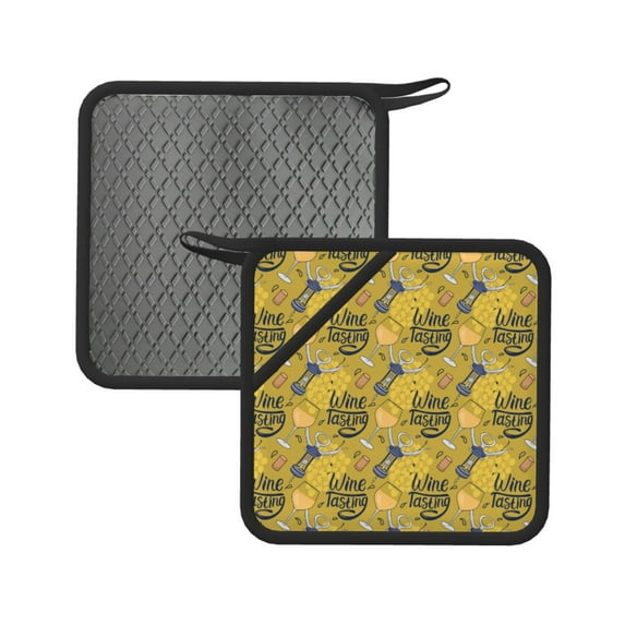 2PCS Pot Holders for Kitchen - White Wine Seamless Heat Resistant Non ...