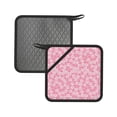 2PCS Pot Holders for Kitchen - berry blossom pink cute Silicone Heat ...
