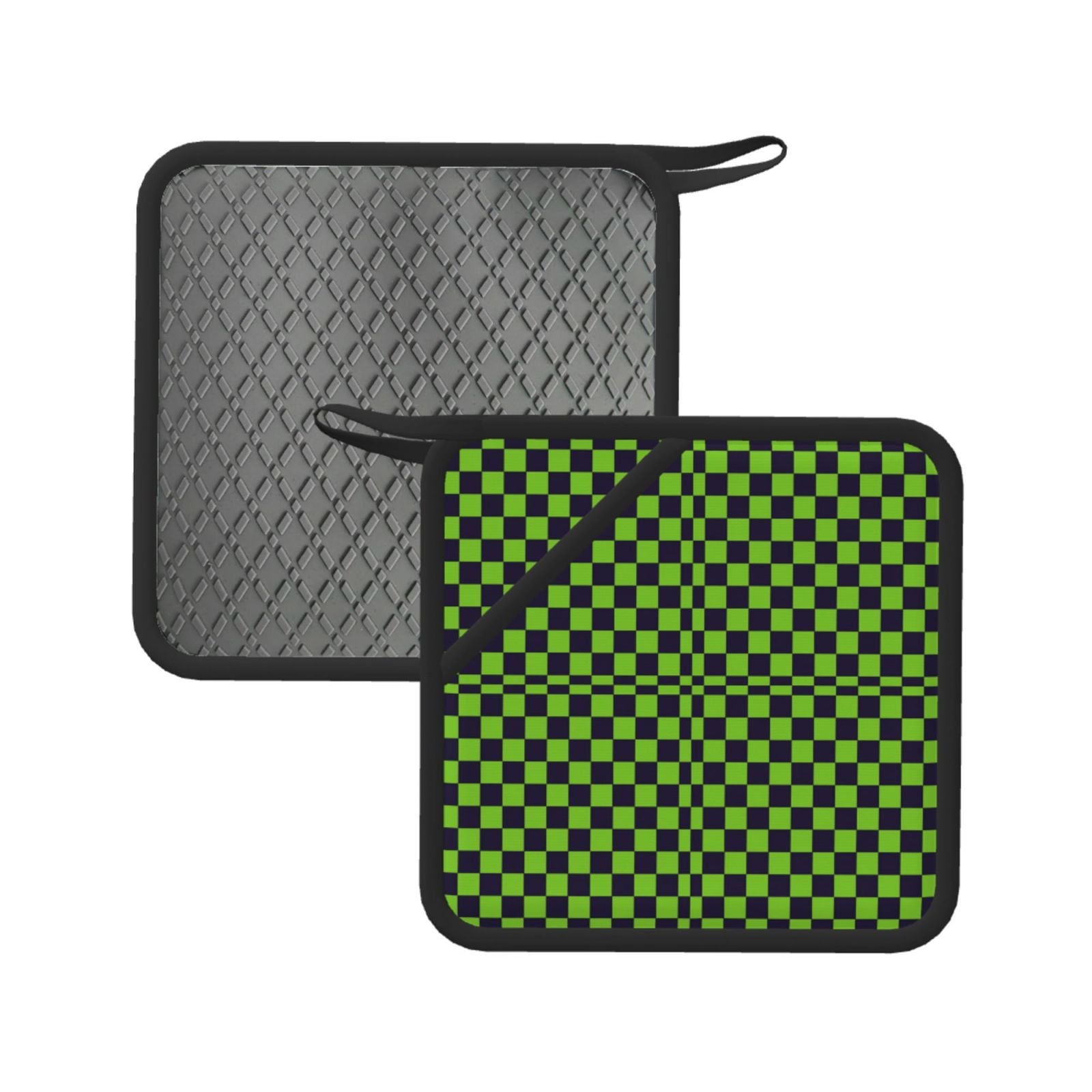 2PCS Pot Holders for Kitchen - black green checkered Chessboard Heat ...