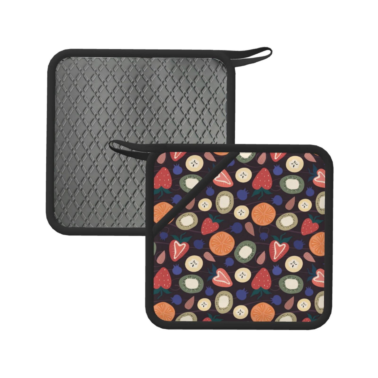 2PCS Pot Holders for Kitchen - colorful cartoon fruits pattern Silicone ...