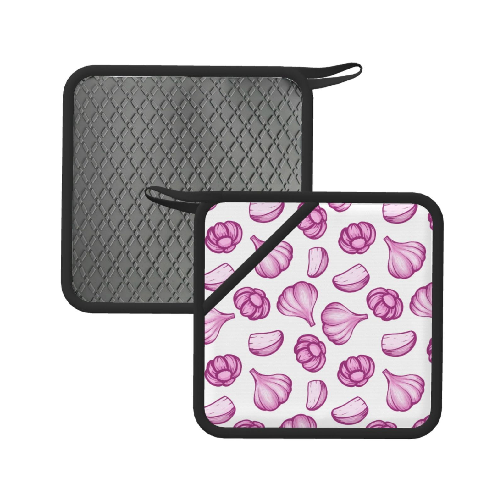 2PCS Pot Holders for Kitchen - garlic cloves purple Silicone Heat ...