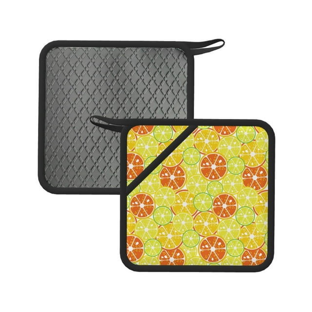 2PCS Pot Holders for Kitchen - orange Lemon Heat Resistant Non Slip ...