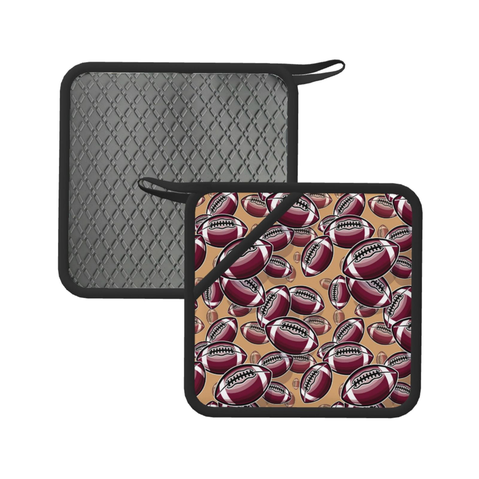2PCS Pot Holders for Kitchen - purple American football rugby cute Heat ...
