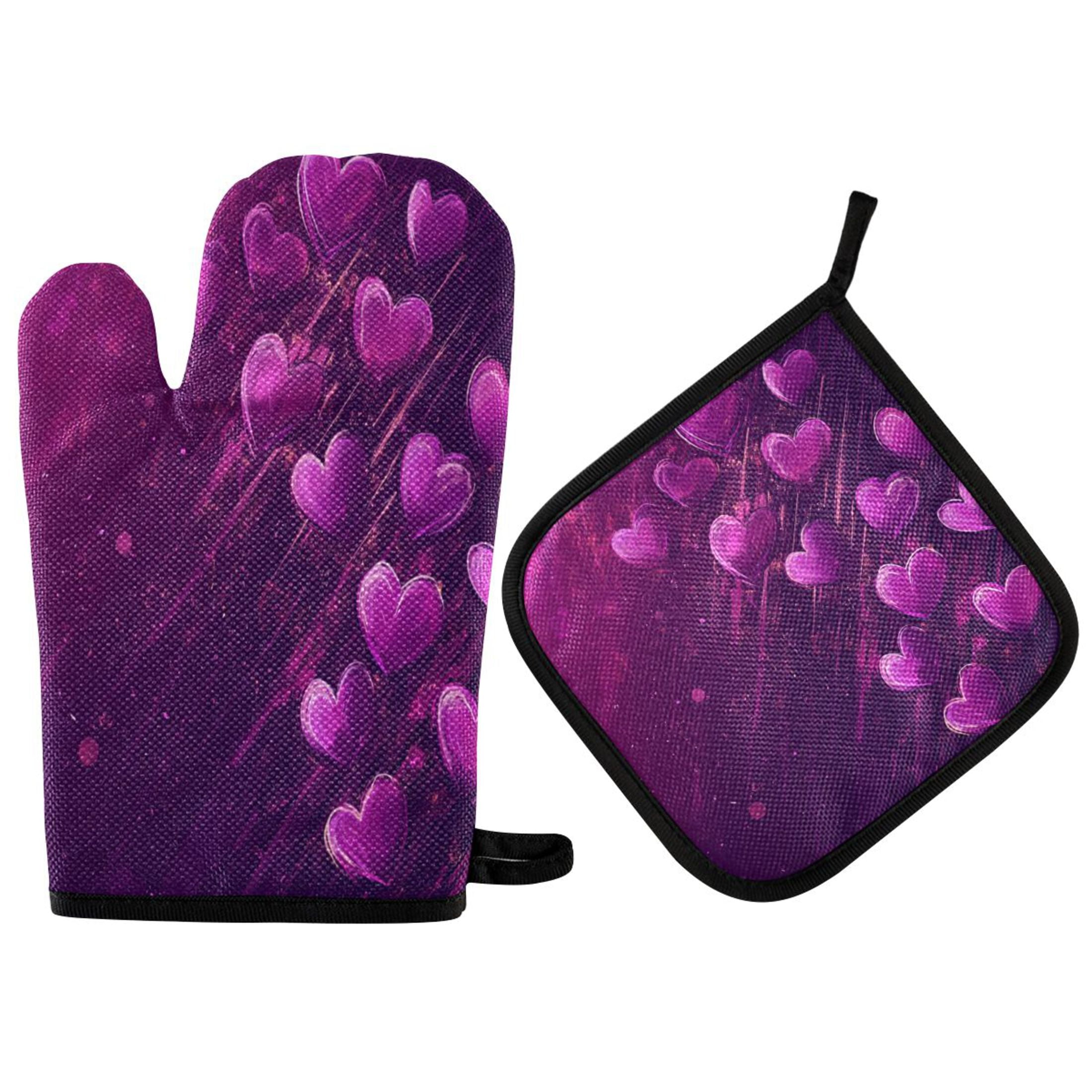 2PCS Pot Holders and Oven Mitts Sets Cooking Gloves Kitchen Gloves Heat ...