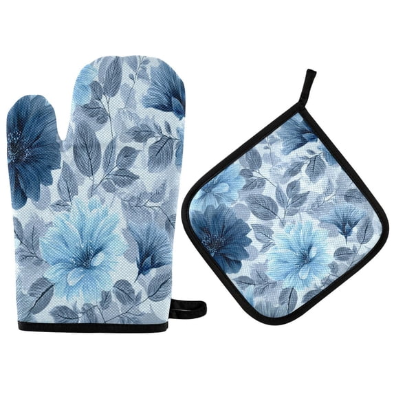2PCS Pot Holders and Oven Mitts Sets Cooking Gloves Kitchen Gloves Heat ...