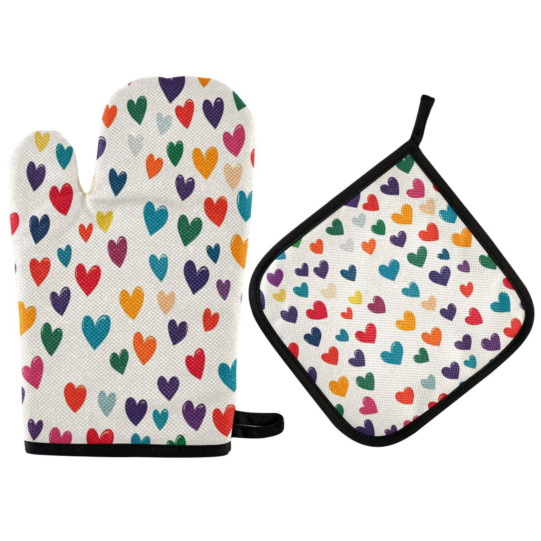 2PCS Pot Holders and Oven Mitts Sets Cooking Gloves Kitchen Gloves Heat ...