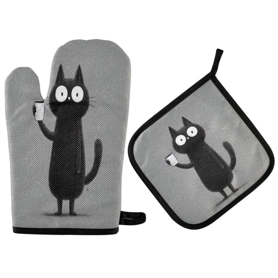 2PCS Pot Holders and Oven Mitts Sets Cooking Gloves Kitchen Gloves Heat ...