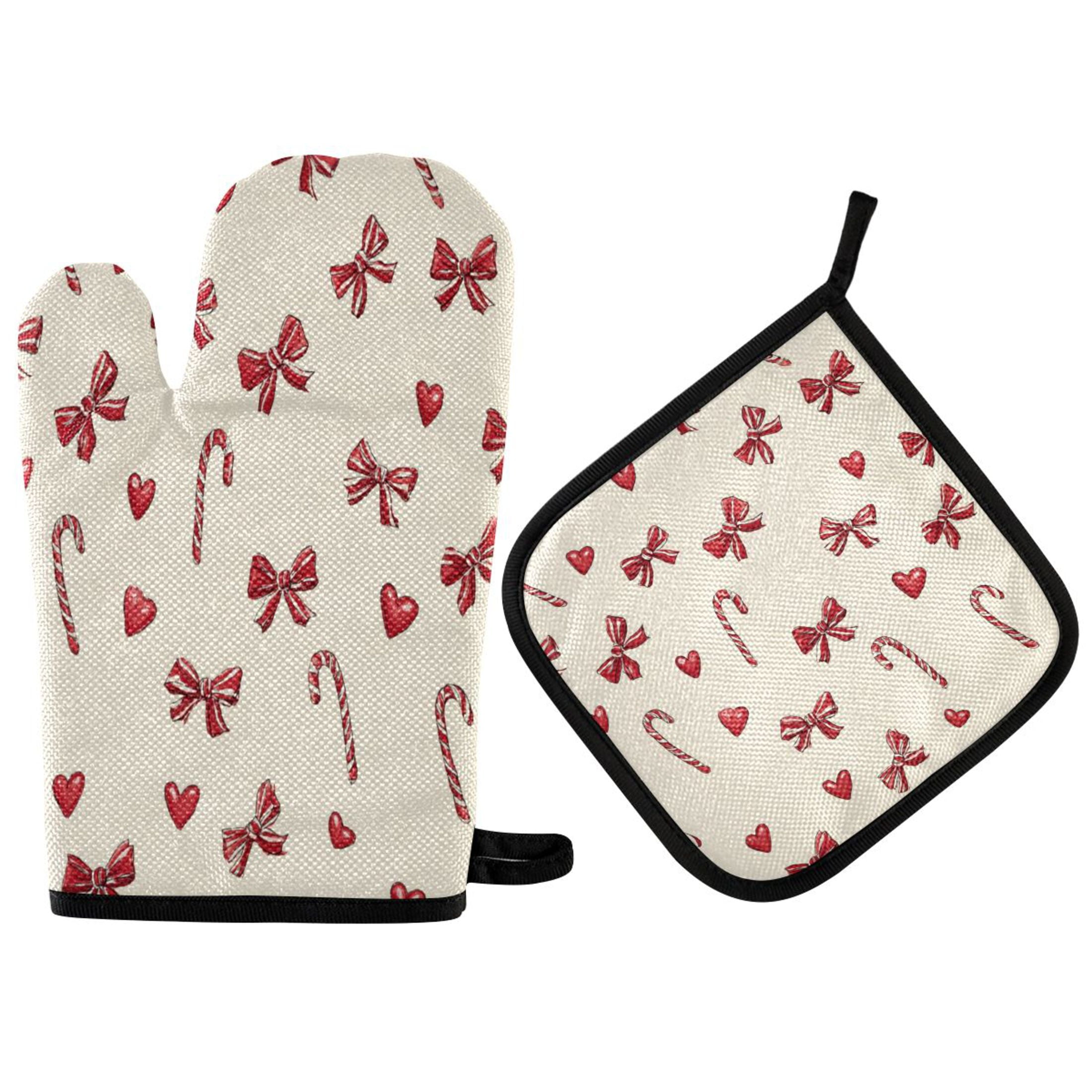 2PCS Pot Holders and Oven Mitts Sets Cooking Gloves Kitchen Gloves Heat ...