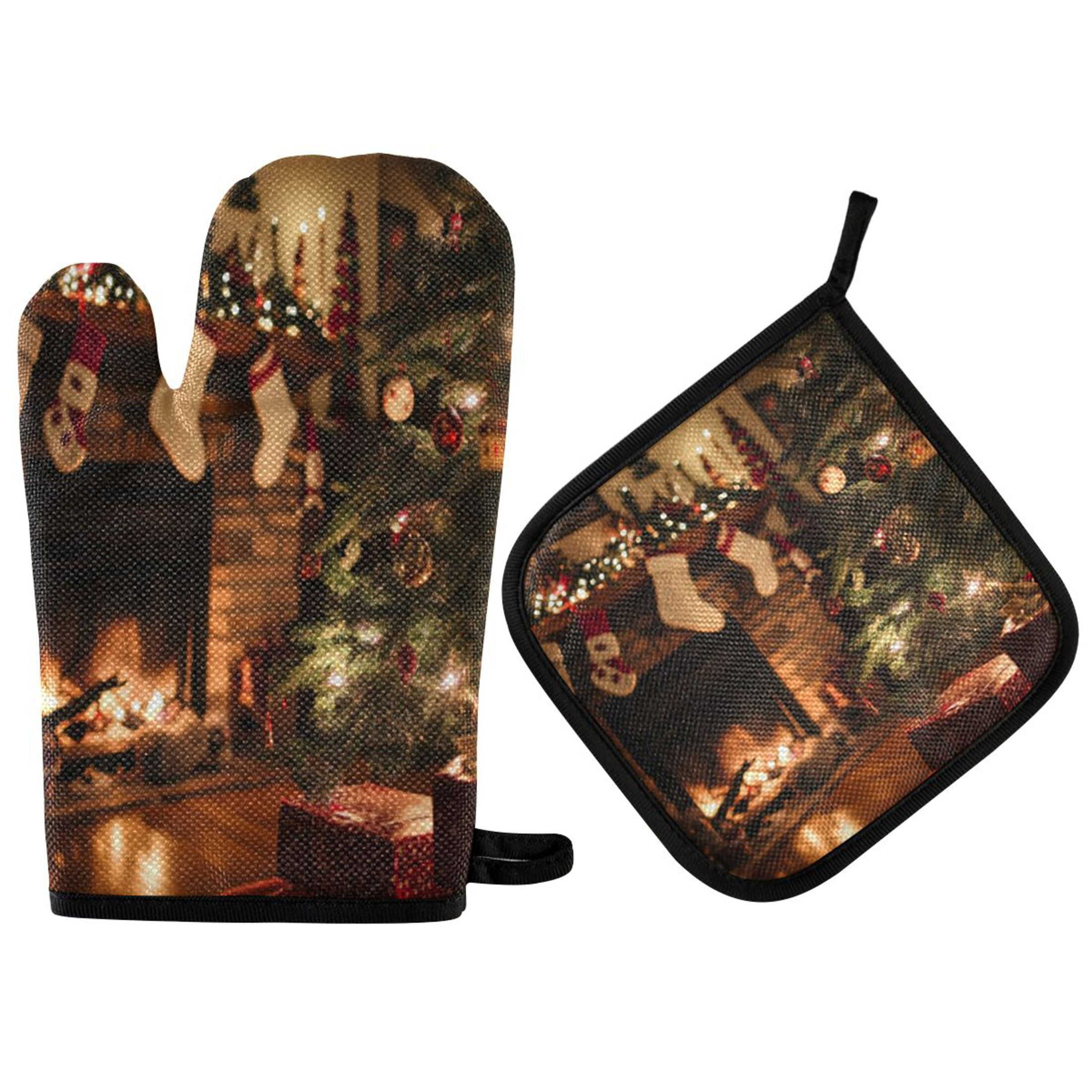2PCS Pot Holders and Oven Mitts Sets Cooking Gloves Kitchen Gloves Heat ...