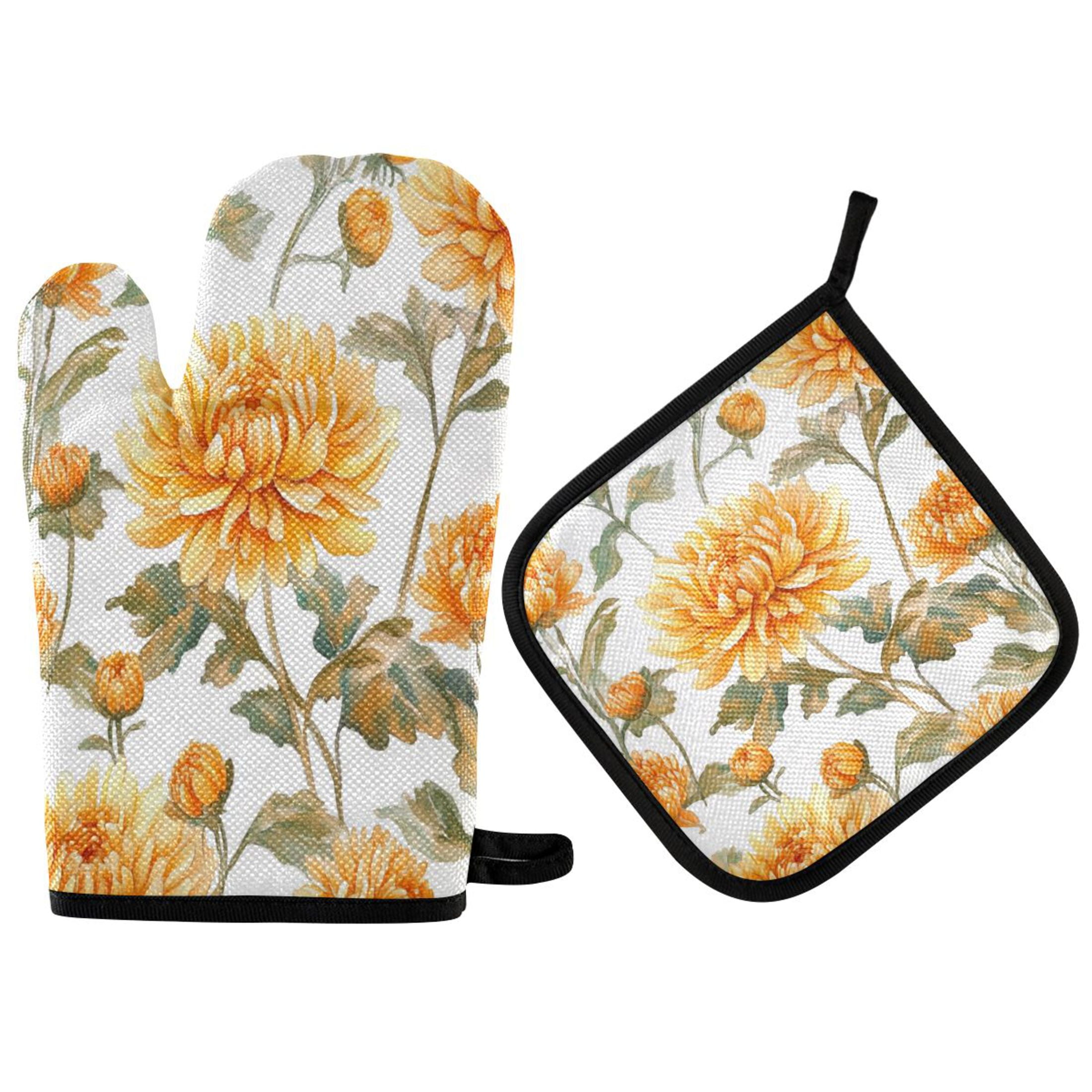 2PCS Pot Holders and Oven Mitts Sets Cooking Gloves Kitchen Gloves Heat ...