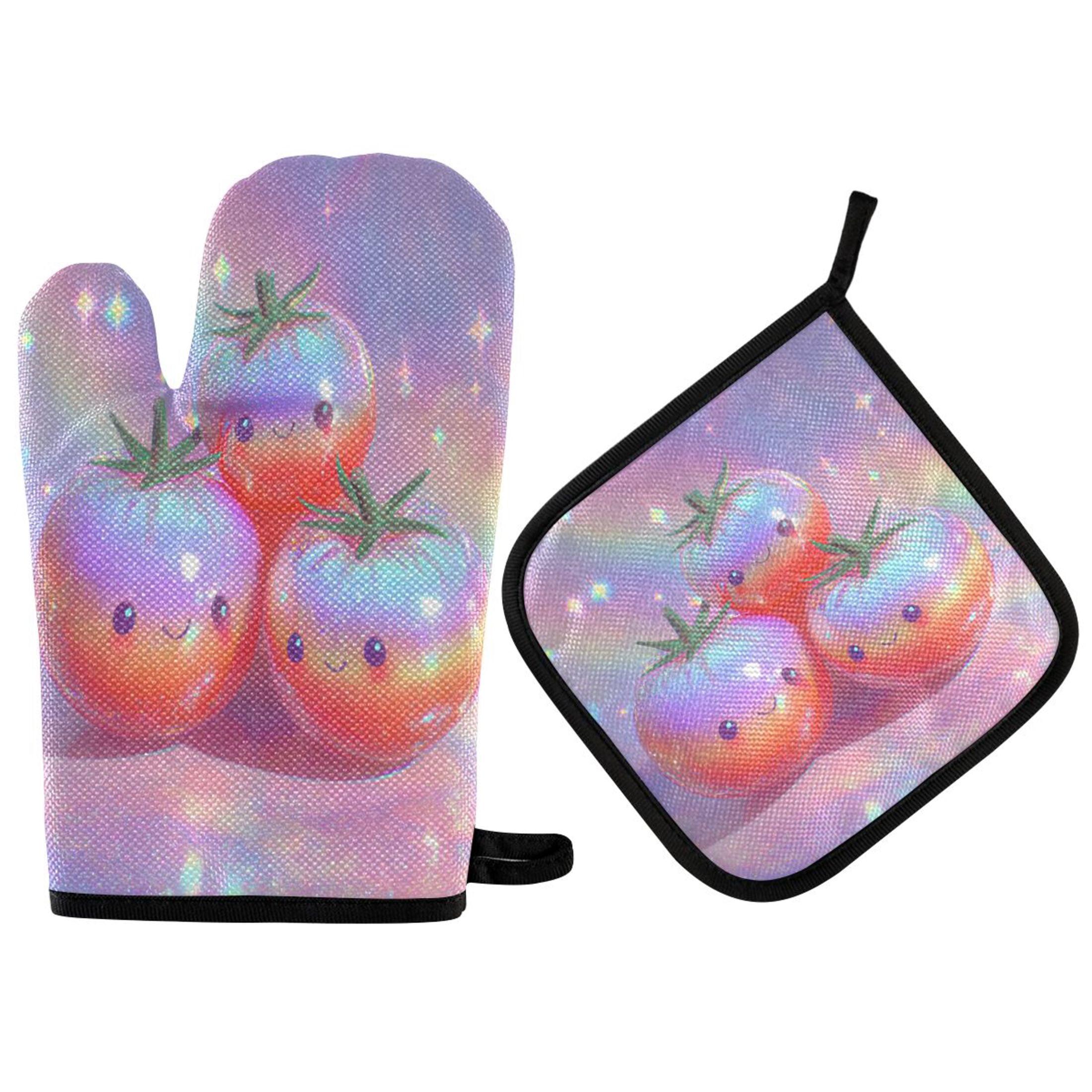 2PCS Pot Holders and Oven Mitts Sets Cooking Gloves Kitchen Gloves Heat ...