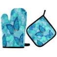 2PCS Pot Holders and Oven Mitts Sets Cooking Gloves Kitchen Gloves Heat ...