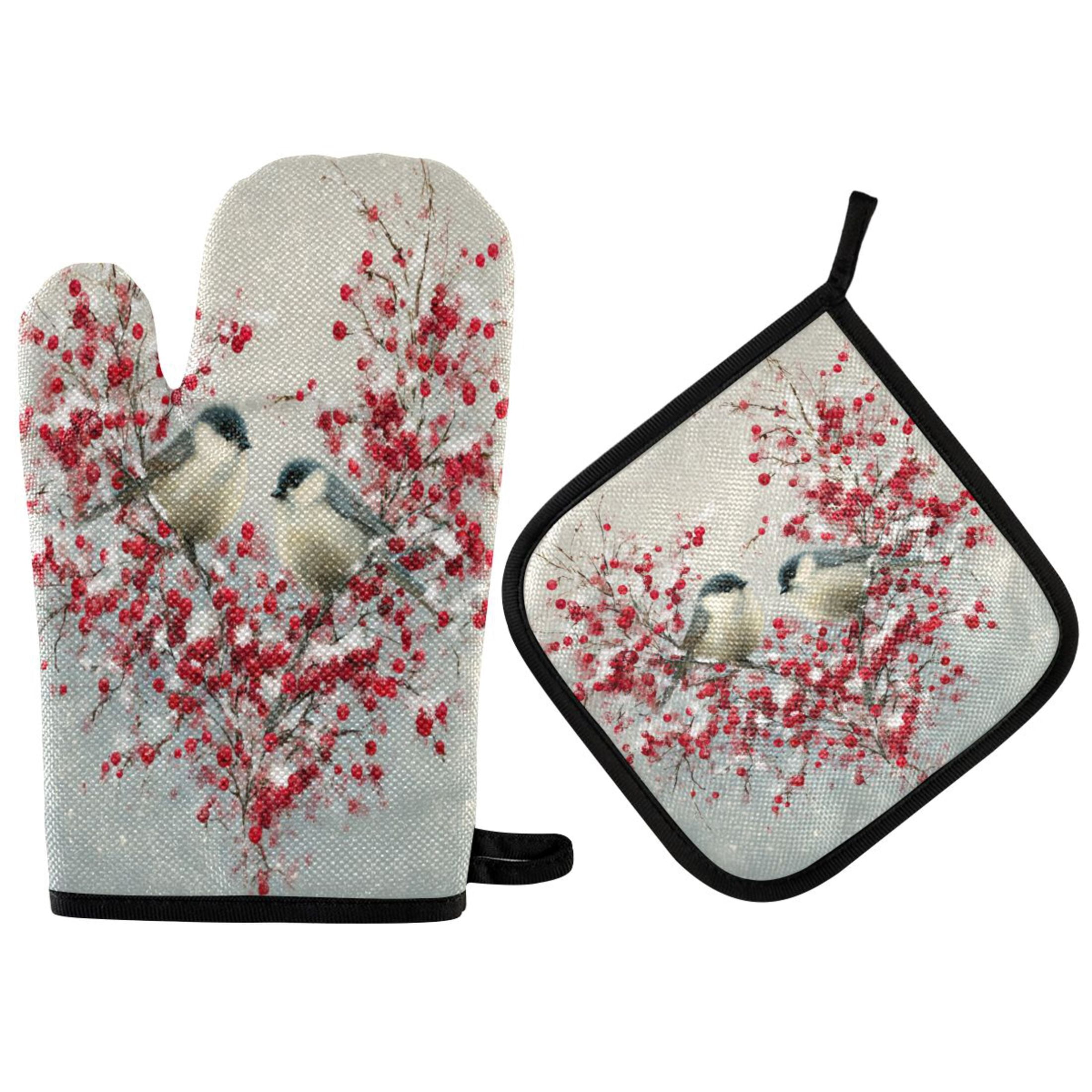 2PCS Pot Holders and Oven Mitts Sets Cooking Gloves Kitchen Gloves Heat ...