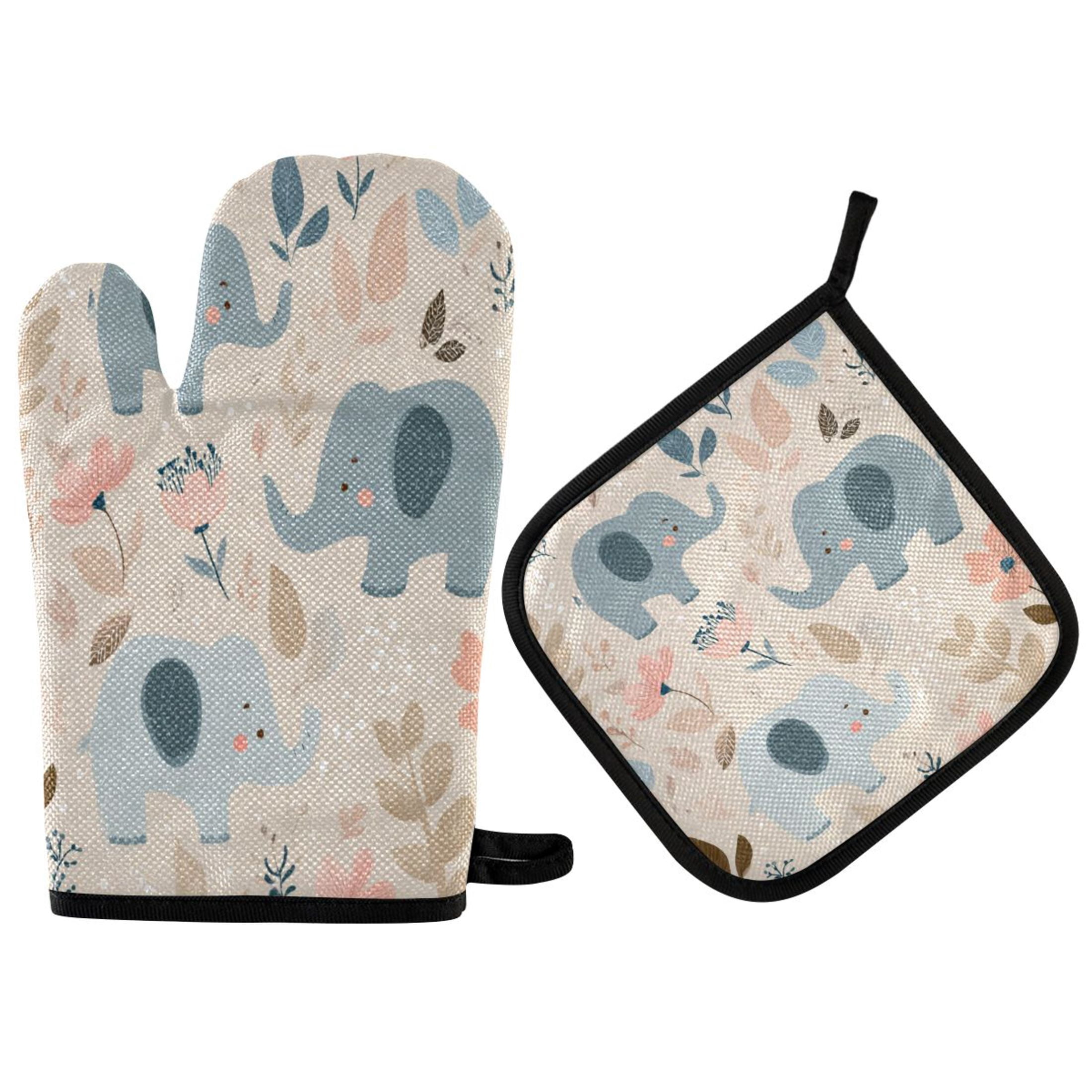 2PCS Pot Holders and Oven Mitts Sets Cooking Gloves Kitchen Gloves Heat ...