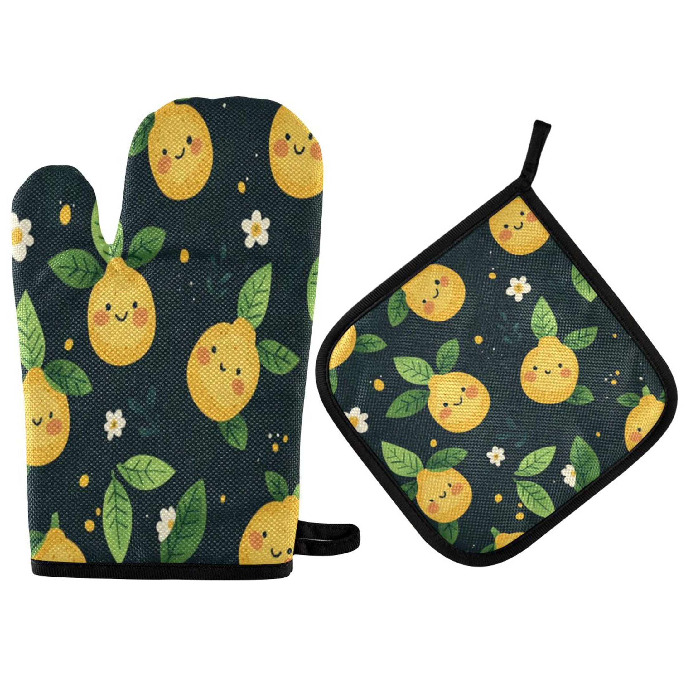 2PCS Pot Holders and Oven Mitts Sets Cooking Gloves Kitchen Gloves Heat ...