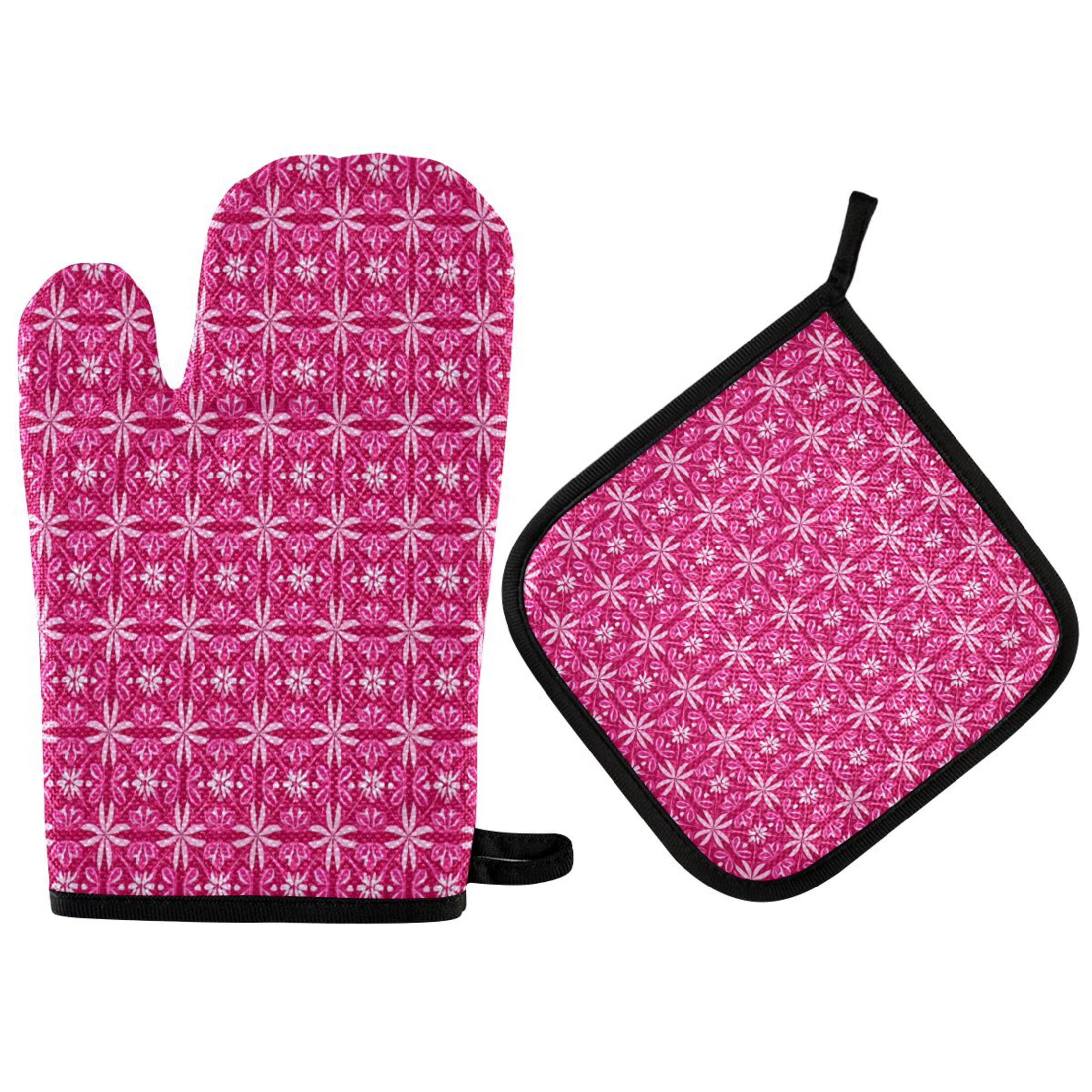 2PCS Pot Holders and Oven Mitts Sets Cooking Gloves Kitchen Gloves Heat ...