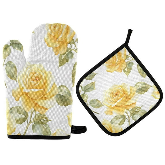 2PCS Pot Holders and Oven Mitts Sets Cooking Gloves Kitchen Gloves Heat ...