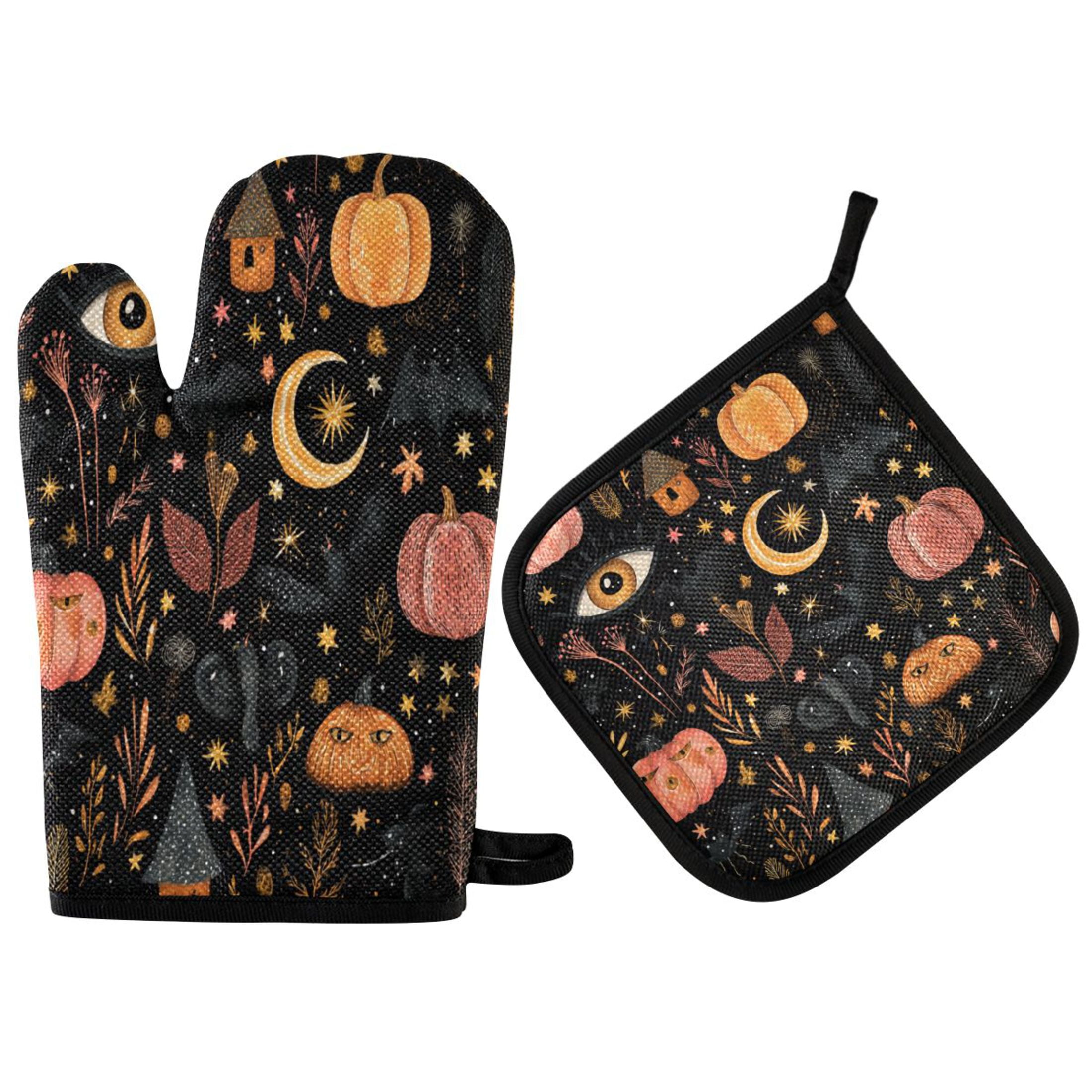 2PCS Pot Holders and Oven Mitts Sets Cooking Gloves Kitchen Gloves Heat ...