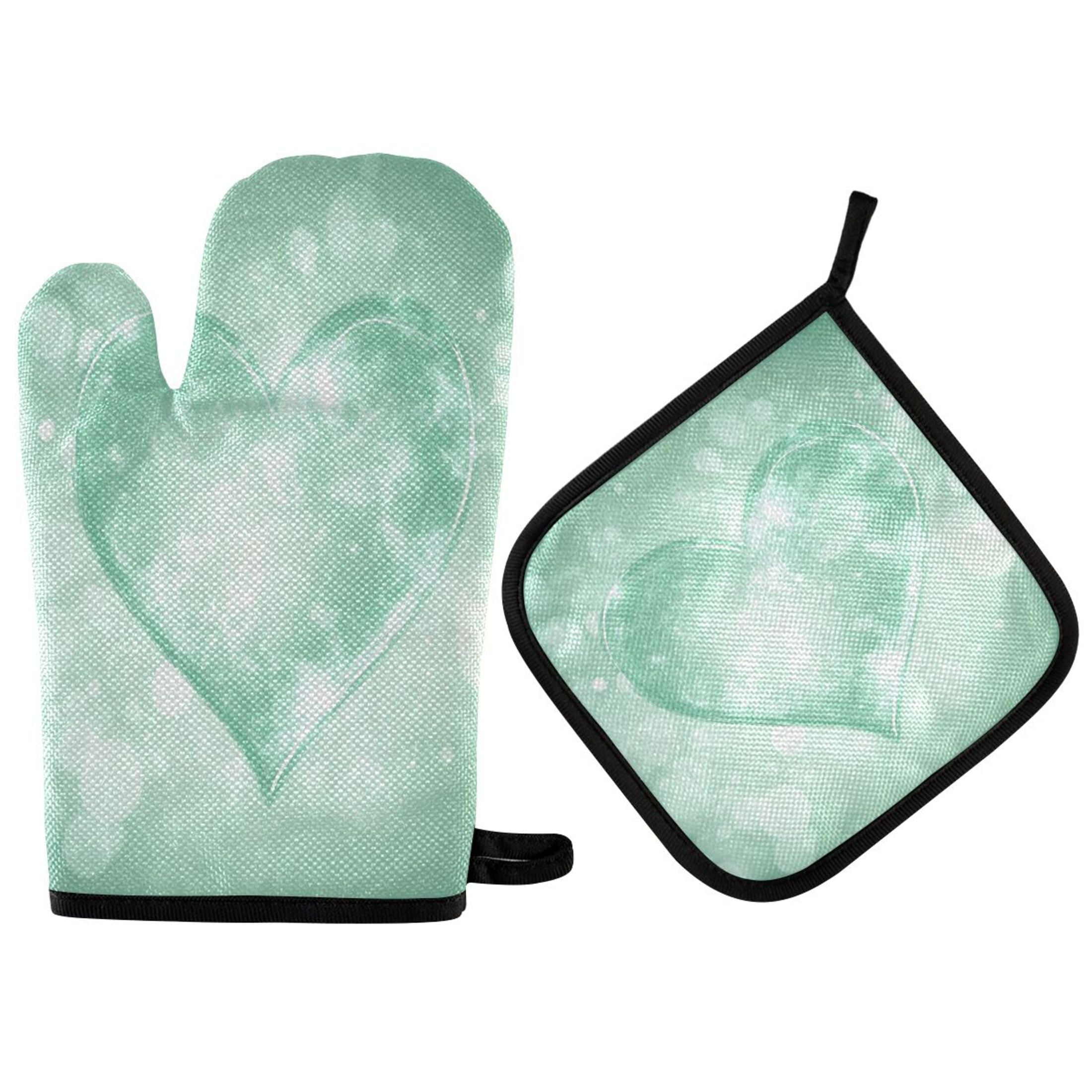 2PCS Pot Holders and Oven Mitts Sets Cooking Gloves Kitchen Gloves Heat ...