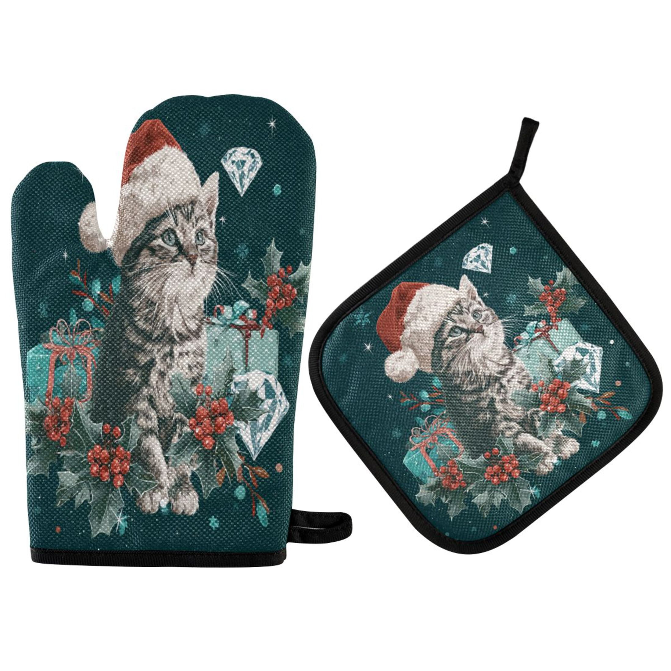 2PCS Pot Holders and Oven Mitts Sets Cooking Gloves Kitchen Gloves Heat ...