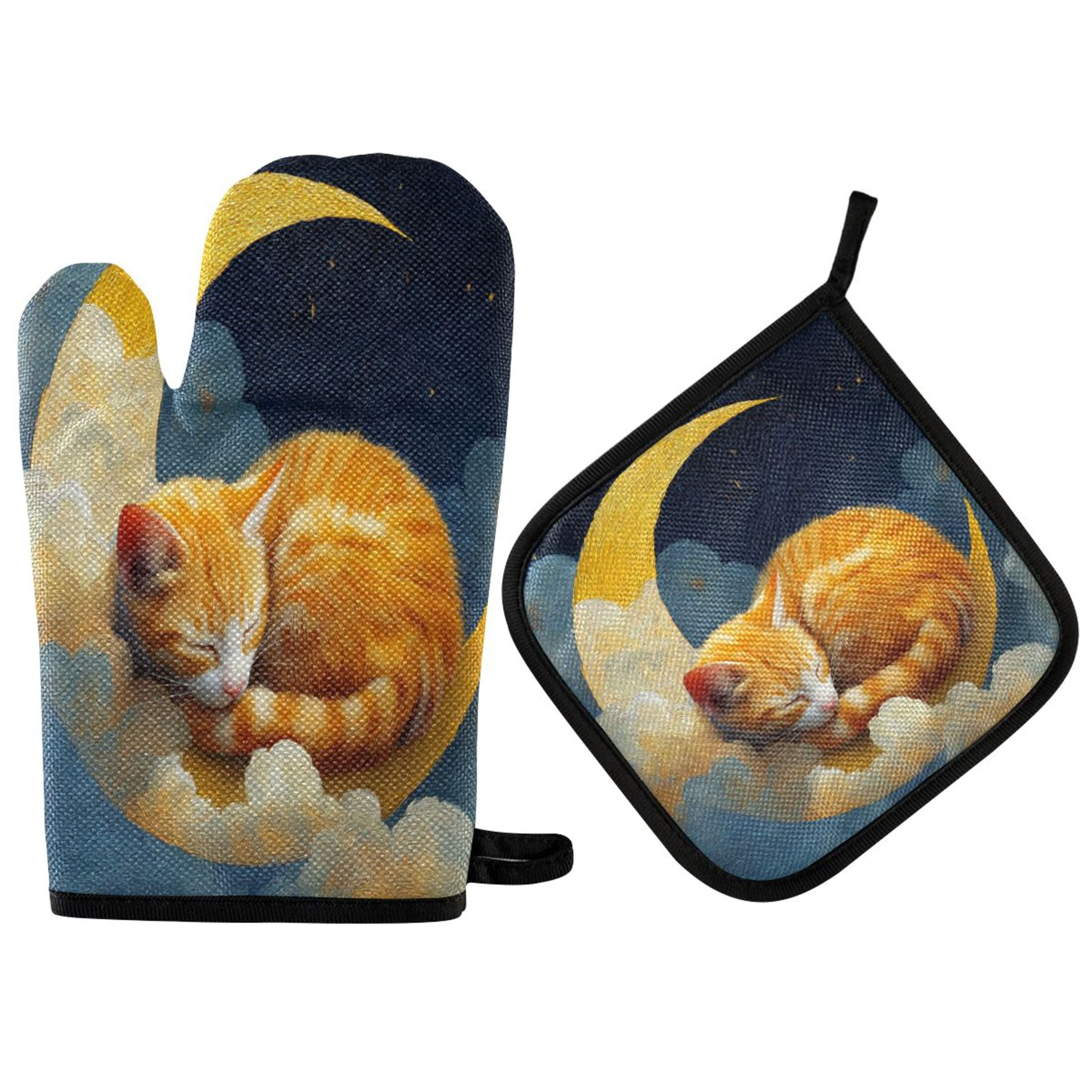 2PCS Pot Holders and Oven Mitts Sets Cooking Gloves Kitchen Gloves Heat ...