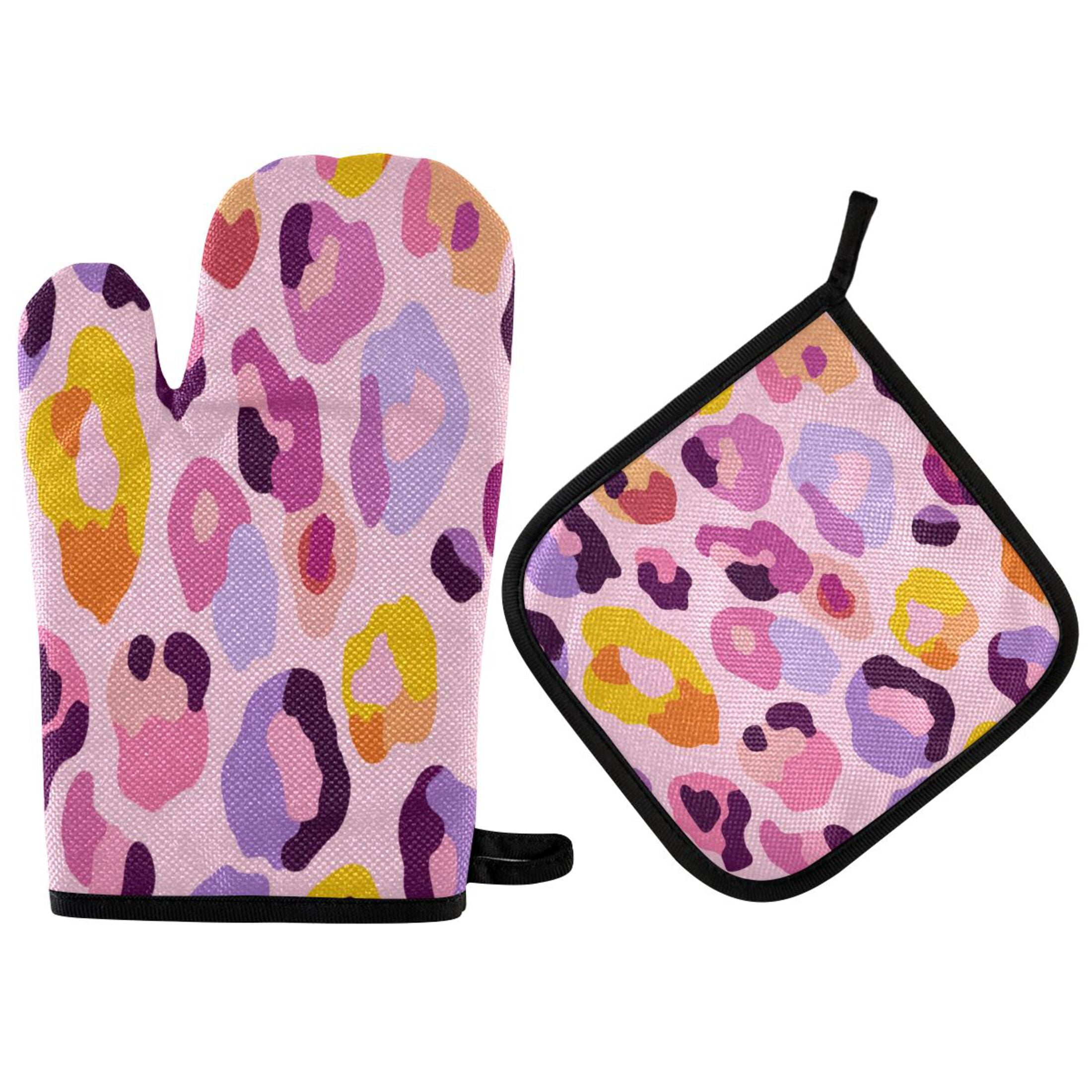 2PCS Pot Holders and Oven Mitts Sets Cooking Gloves Kitchen Gloves Heat ...