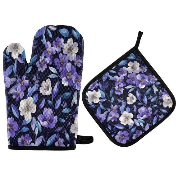 2PCS Pot Holders and Oven Mitts Sets Cooking Gloves Kitchen Gloves Heat ...