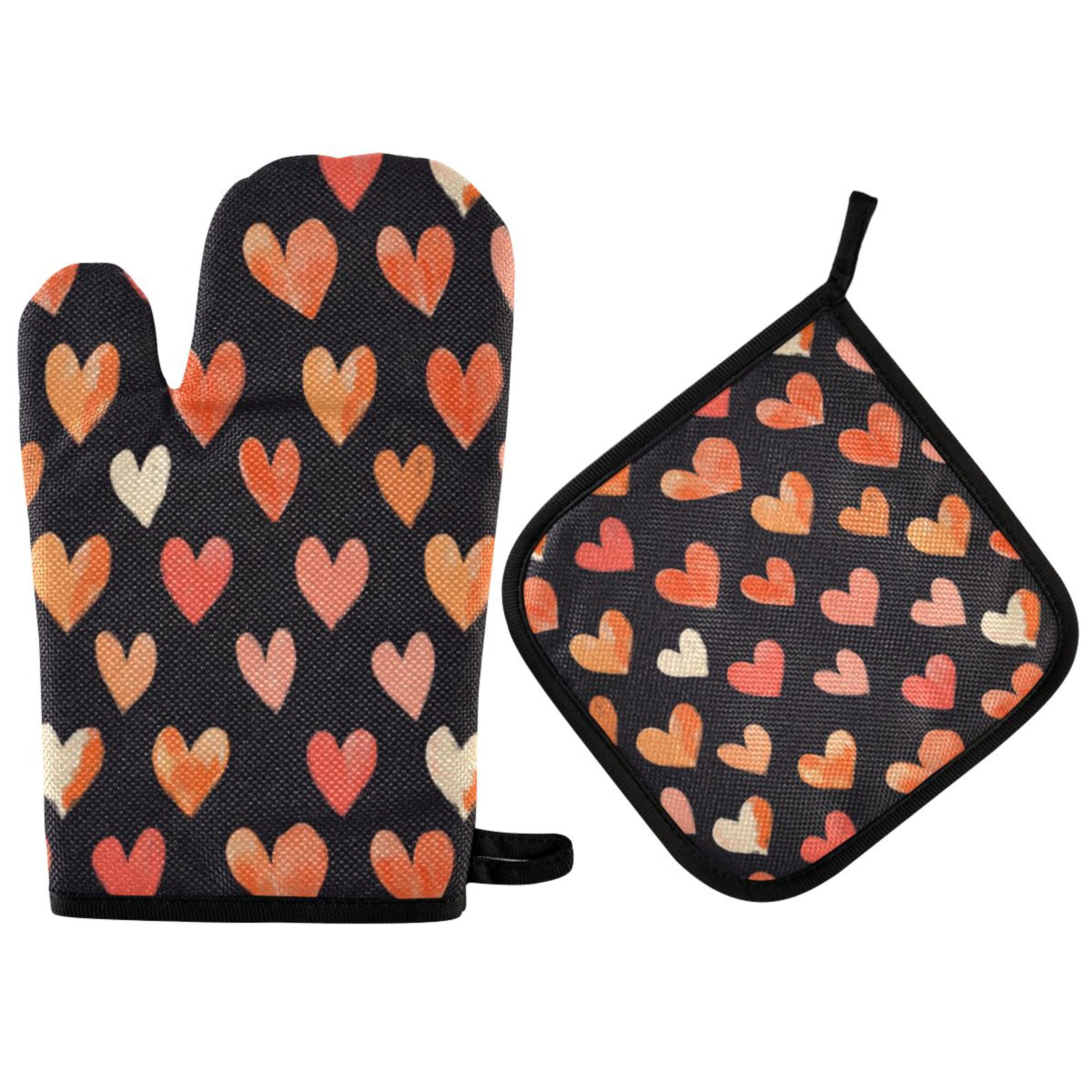2PCS Pot Holders and Oven Mitts Sets Cooking Gloves Kitchen Gloves Heat ...