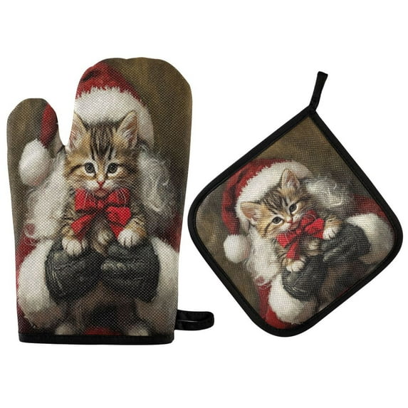 2PCS Pot Holders and Oven Mitts Sets Cooking Gloves Kitchen Gloves Heat ...