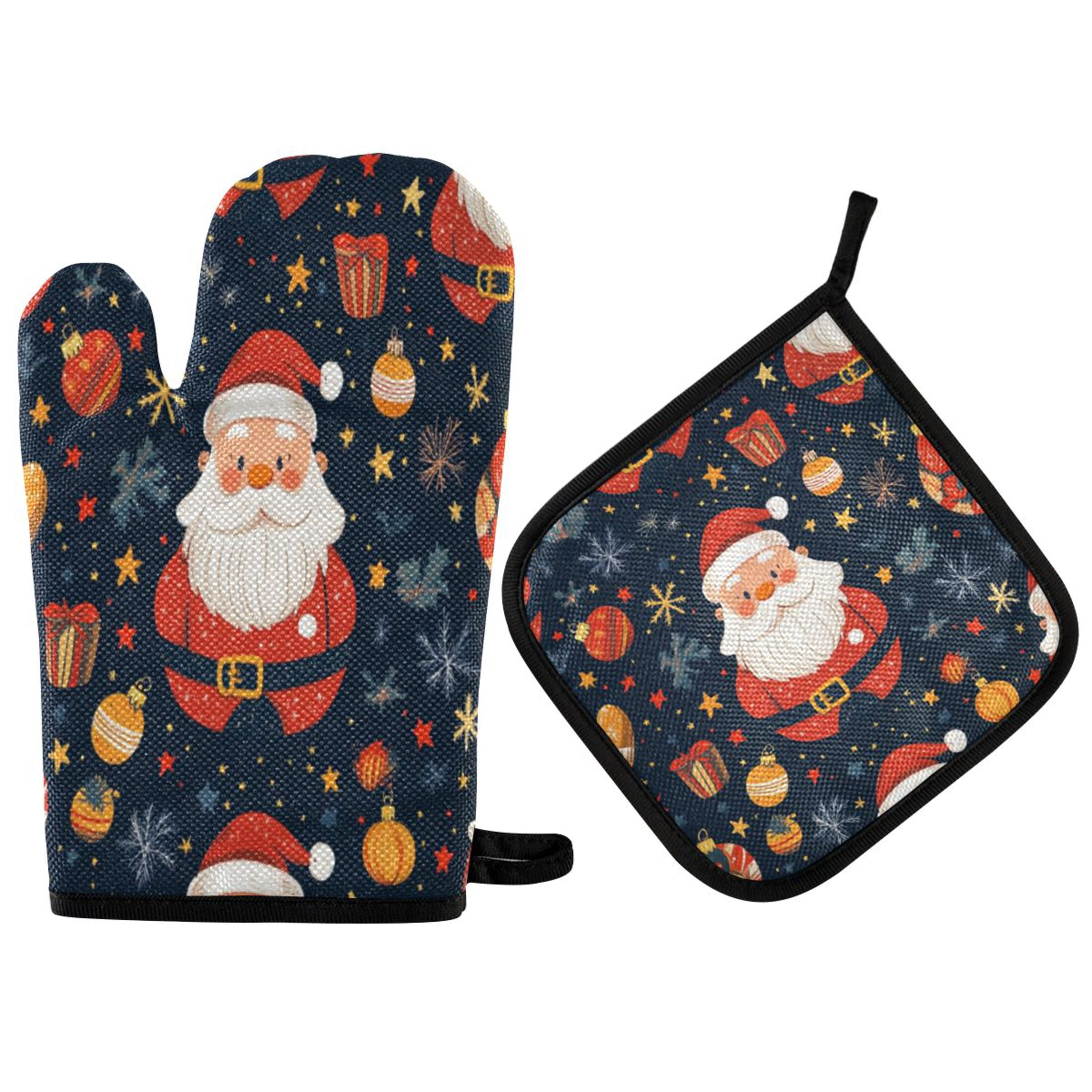 2PCS Pot Holders and Oven Mitts Sets Cooking Gloves Kitchen Gloves Heat ...
