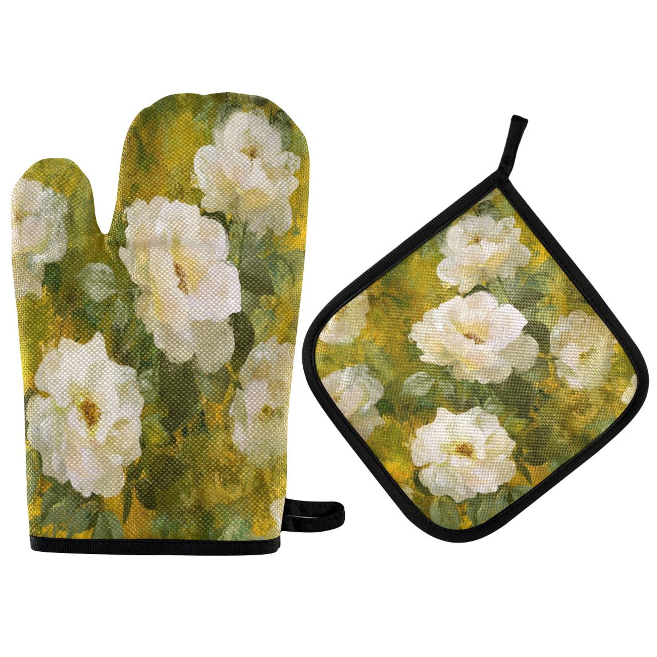 2PCS Pot Holders and Oven Mitts Sets Cooking Gloves Kitchen Gloves Heat ...