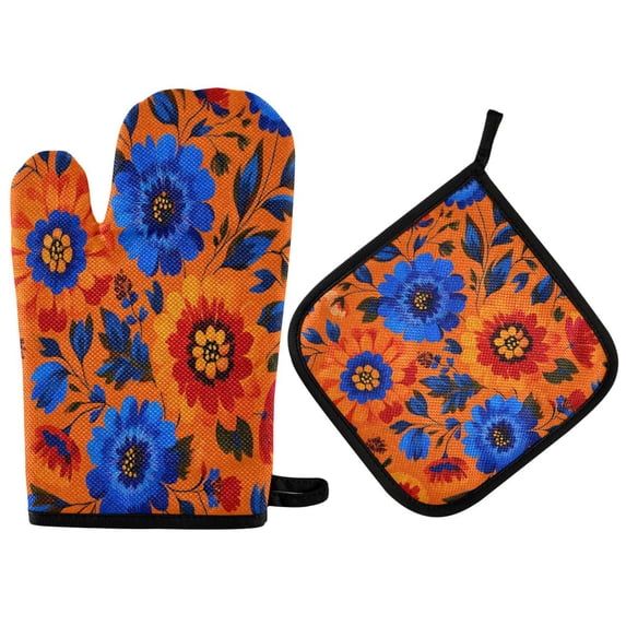 2PCS Pot Holders and Oven Mitts Sets Cooking Gloves Kitchen Gloves Heat ...