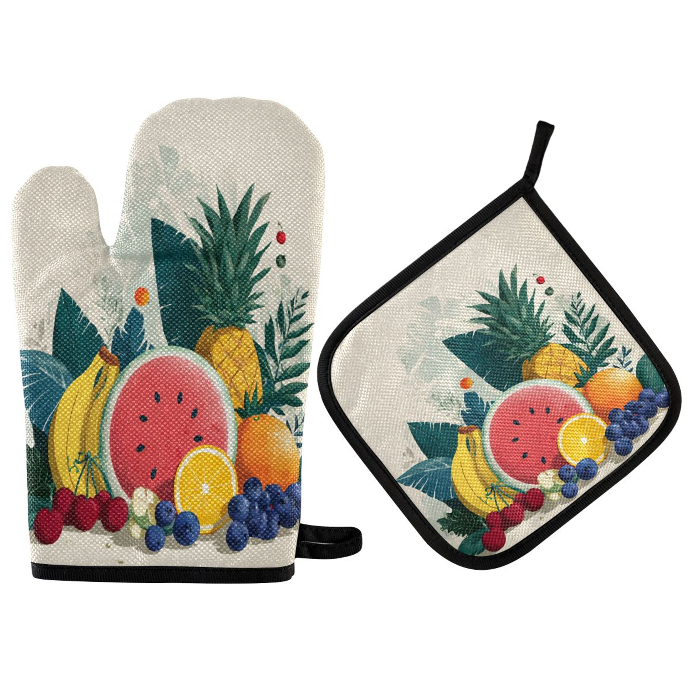 2PCS Pot Holders and Oven Mitts Sets Cooking Gloves Kitchen Gloves Heat ...