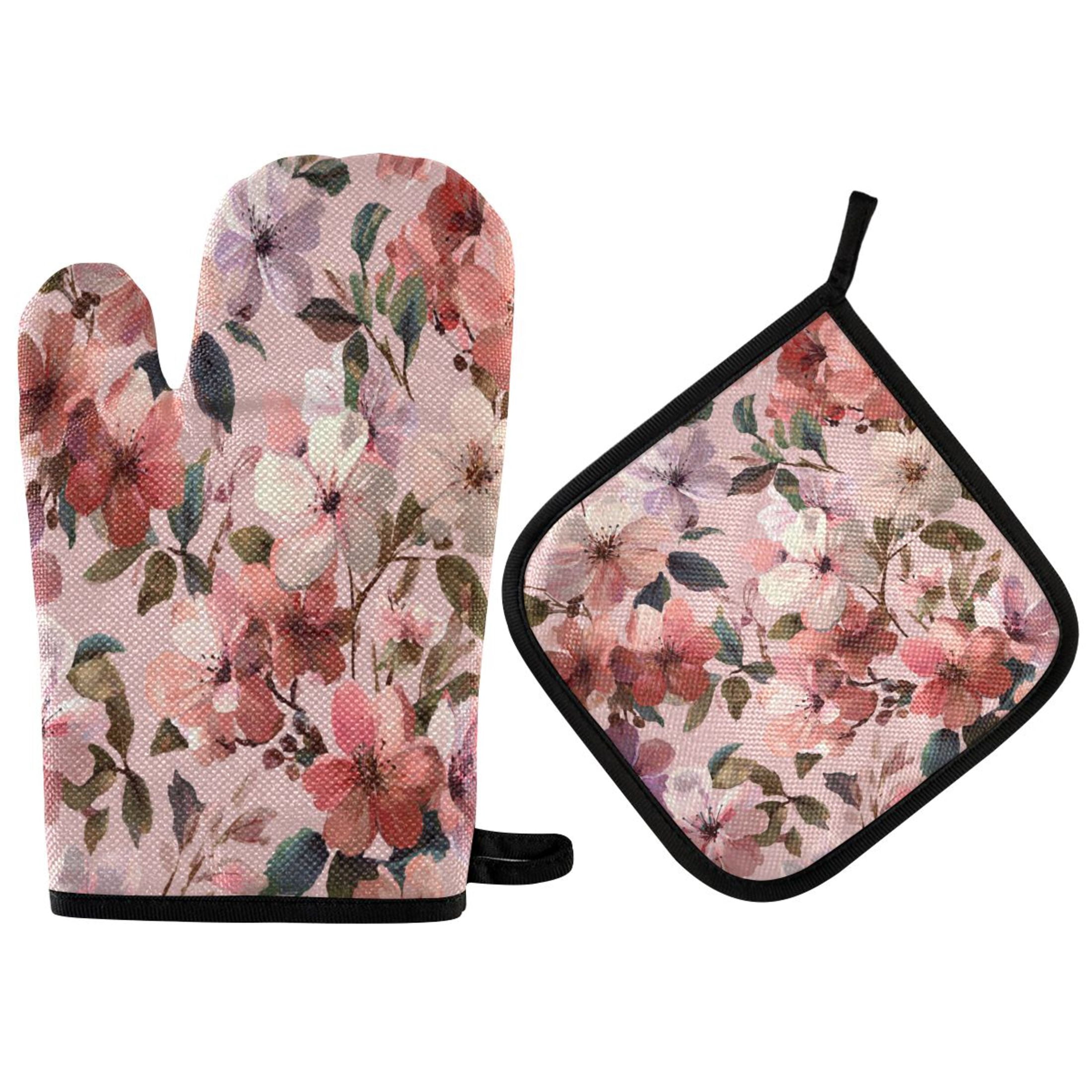 2PCS Pot Holders and Oven Mitts Sets Cooking Gloves Kitchen Gloves Heat ...