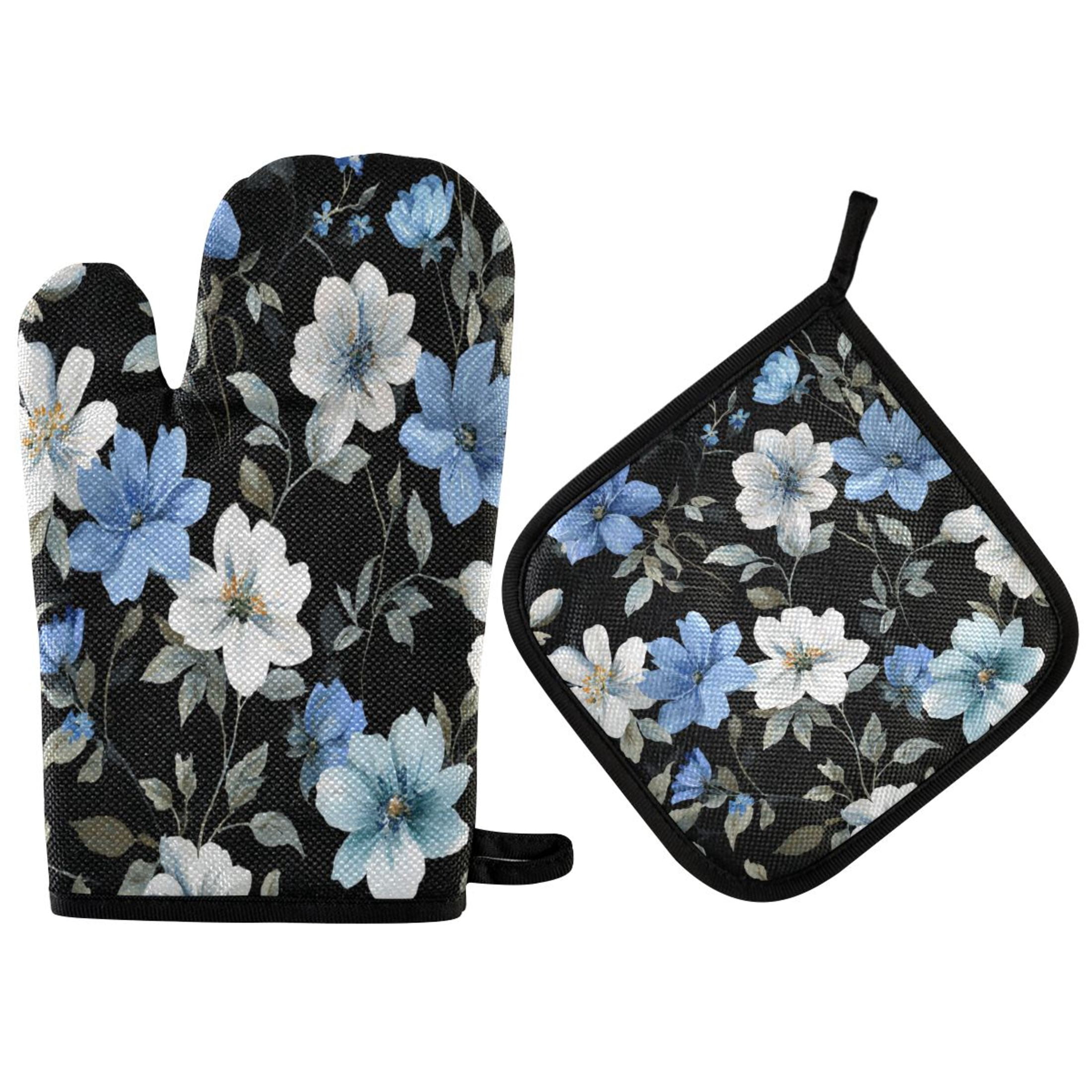 2PCS Pot Holders and Oven Mitts Sets Cooking Gloves Kitchen Gloves Heat ...