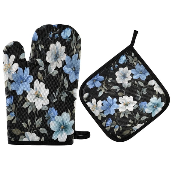 2PCS Pot Holders and Oven Mitts Sets Cooking Gloves Kitchen Gloves Heat ...