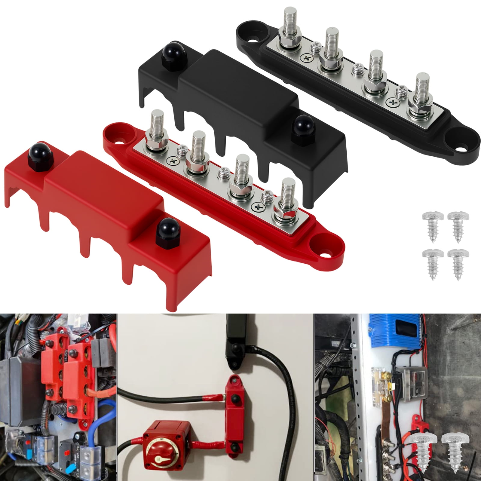 2PCS Power Distribution Block 250A 48V DC Professional Bus Bar Power Distribution Block with ...