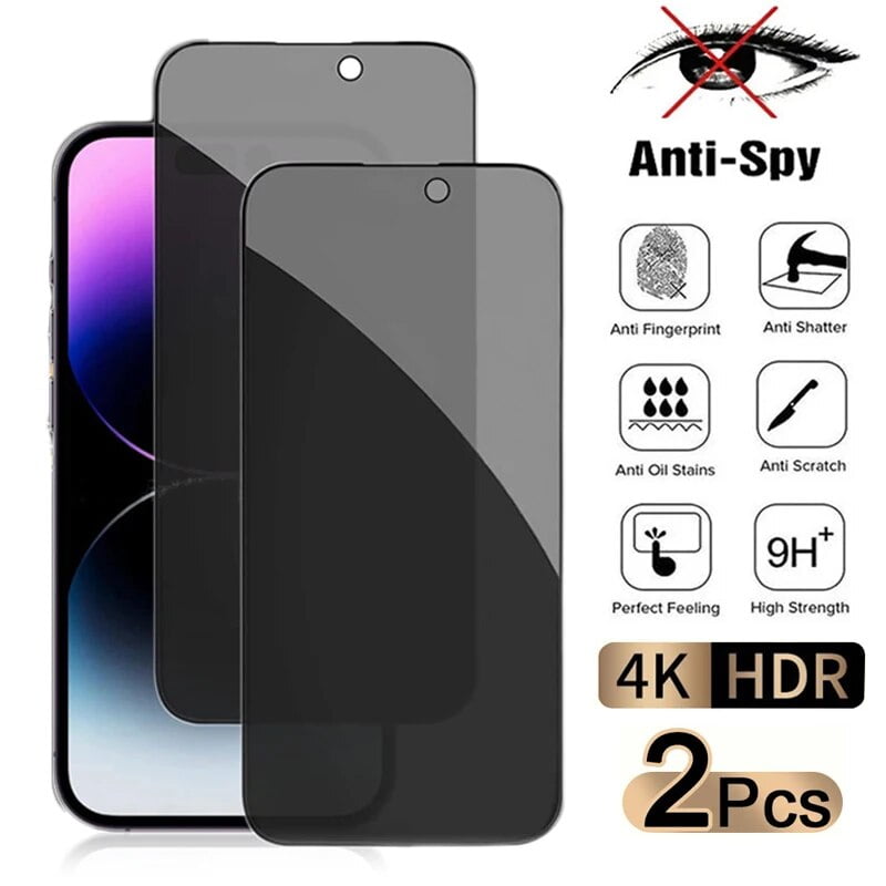 2PCS Privacy Tempered Glass For iPhone 14 13 11 Pro 12 Mini XS Max X XR Anti Spy Glass For ...