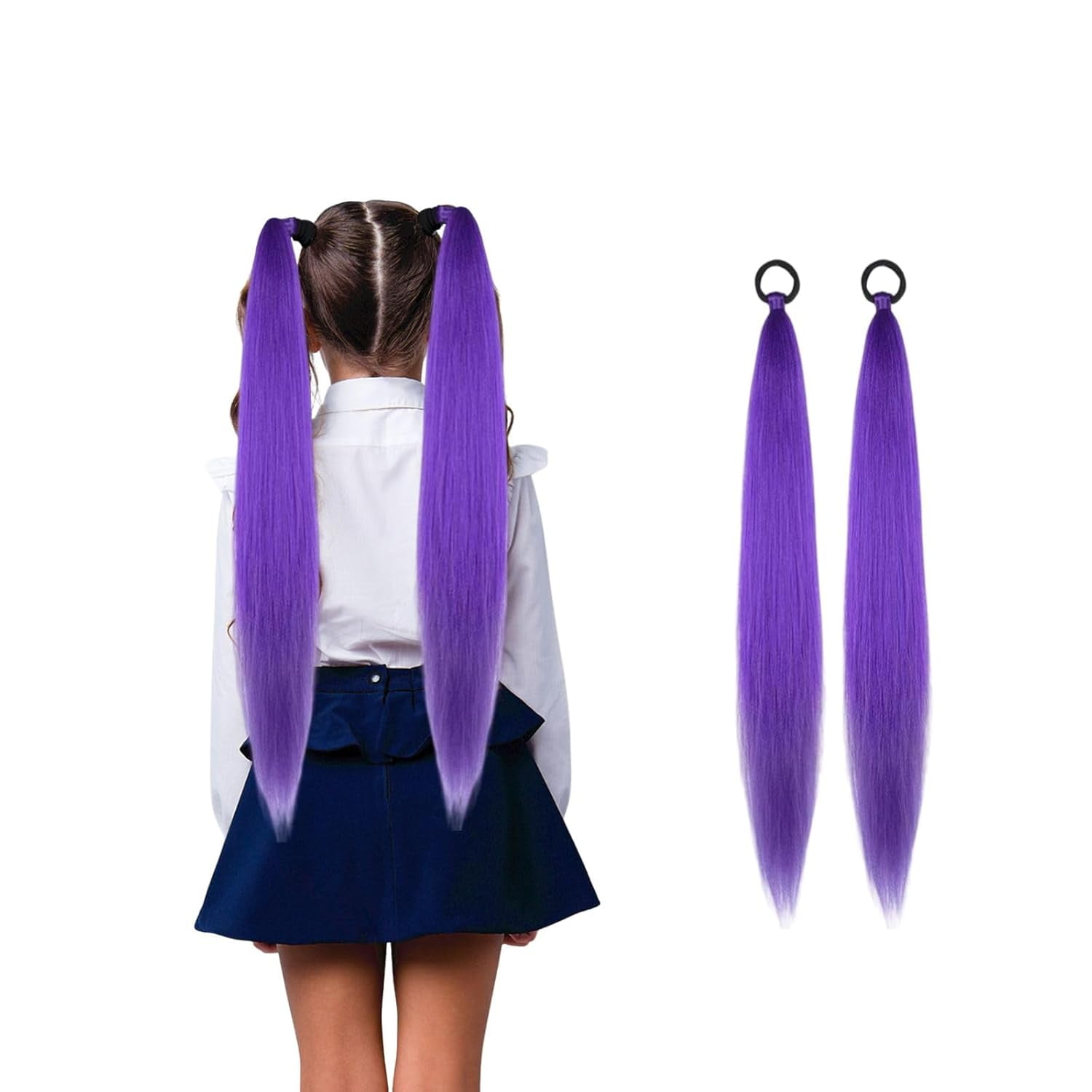 2PCS Purple Hair Extensions for Braids, Long Purple Braiding Hair Pre ...