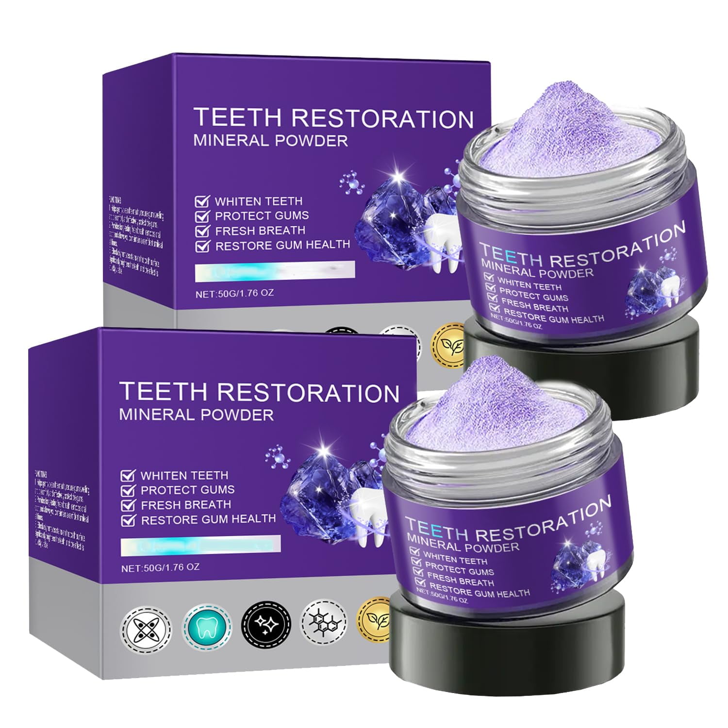 2PCS Purple Teeth Restoration STF9 Mineral Powder, Mineral Tooth Powder ...