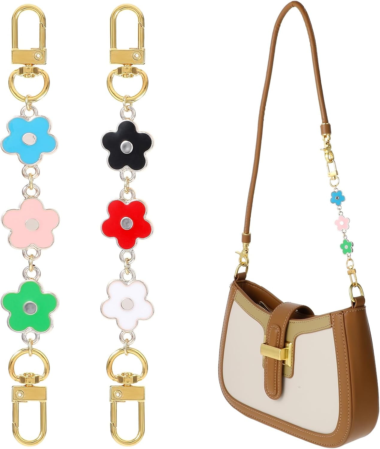 2PCS Purse Chain Extender Chains - Colorful Flower Handbag Charms for ...