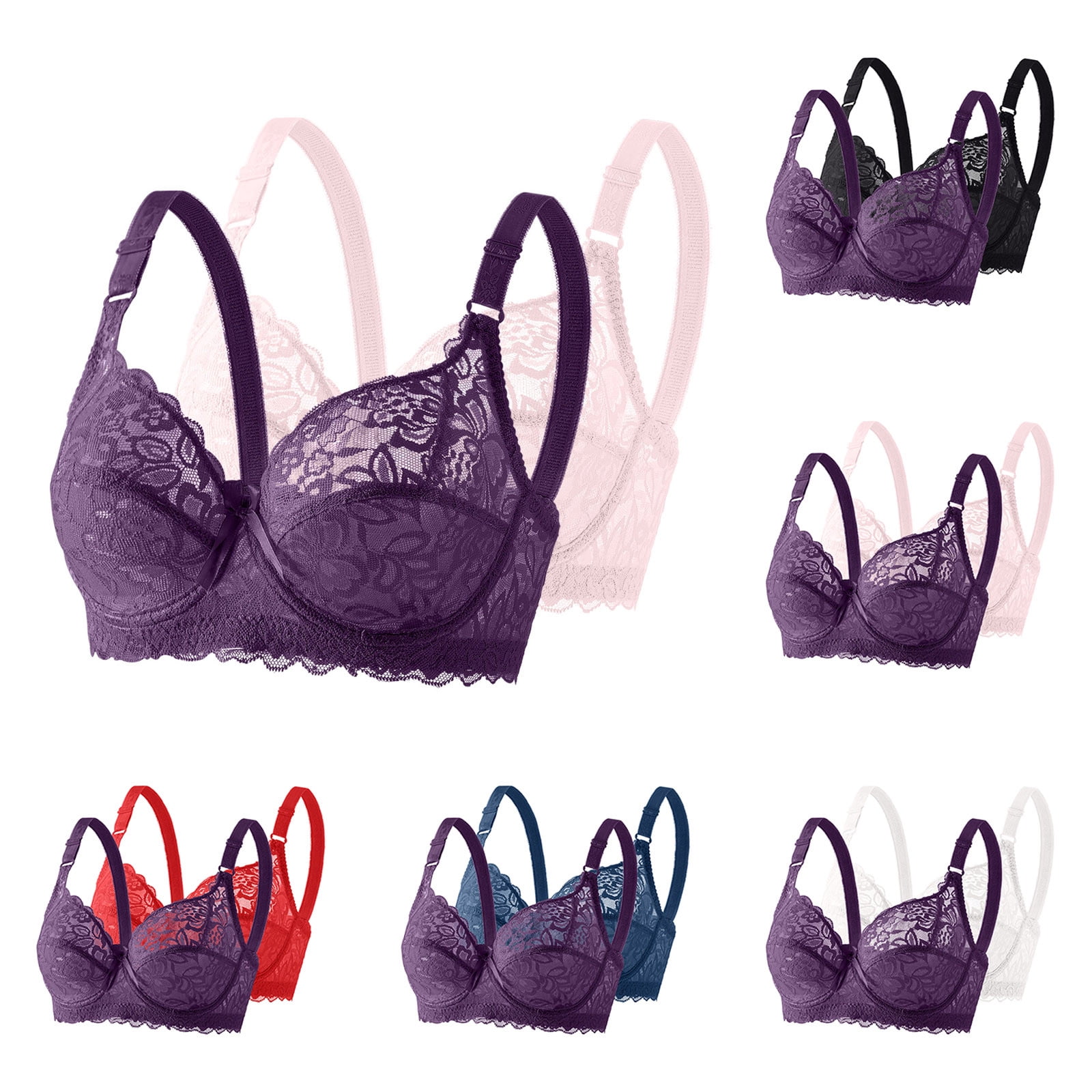 2PCS Push up Bras for Women Plus Size with Underwire Women's ...